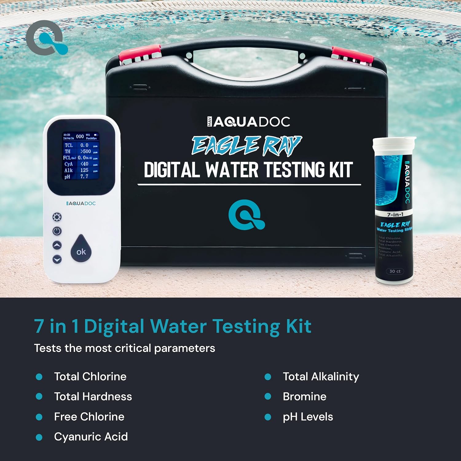 MAV AquaDoc Eagle Ray Digital Water Testing Kit for Spa and Pool ...