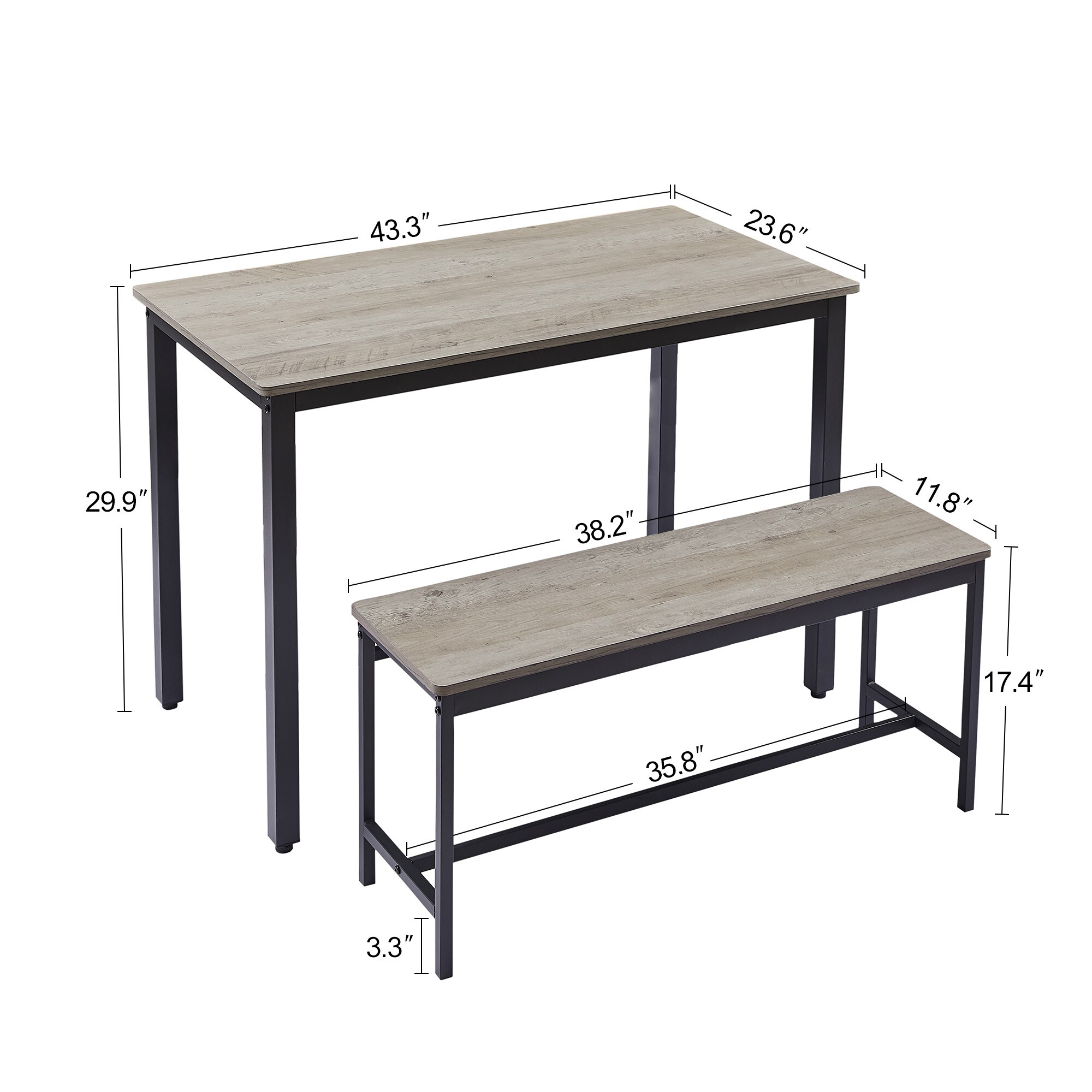 LOVMOR Dining Table Set Bar Table with 2 Dining Benches Kitchen Table ...