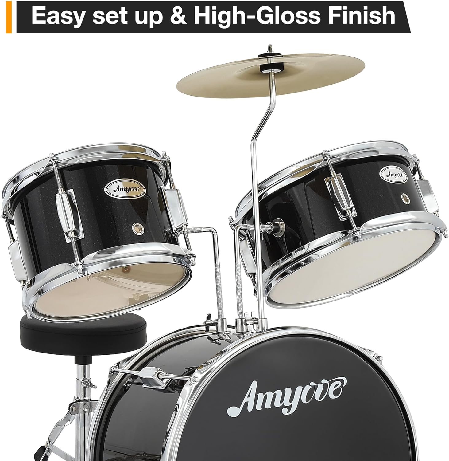 Qeetex 3 Piece Kids Drum Set With Cymbal-2 Drumsticks-Pedal-2 Toms ...