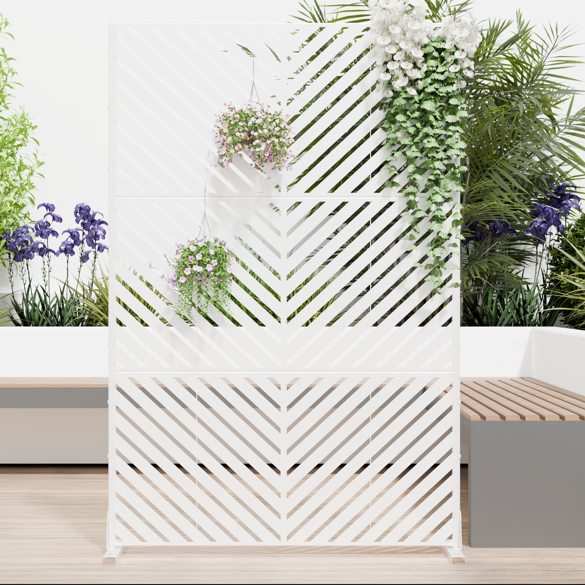 Wooakway Garden Trellis Panel Metal Privacy Screen Weather Resistant ...