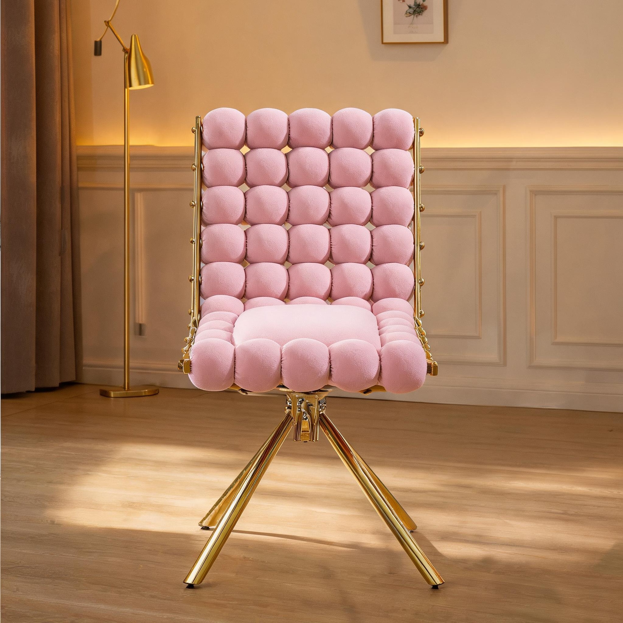 Naturefalls Dutch Velvet Swivel Accent Chair Pair Gold-Tone Metal Legs ...