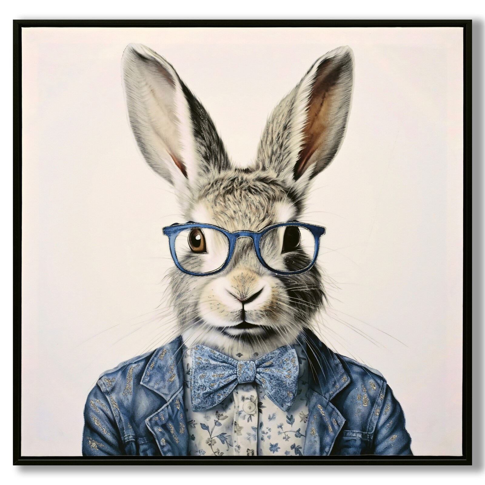 LOVMOR Gallery Wrapped Canvas Wall Art Dapper Bunny Tailored Cobalt ...