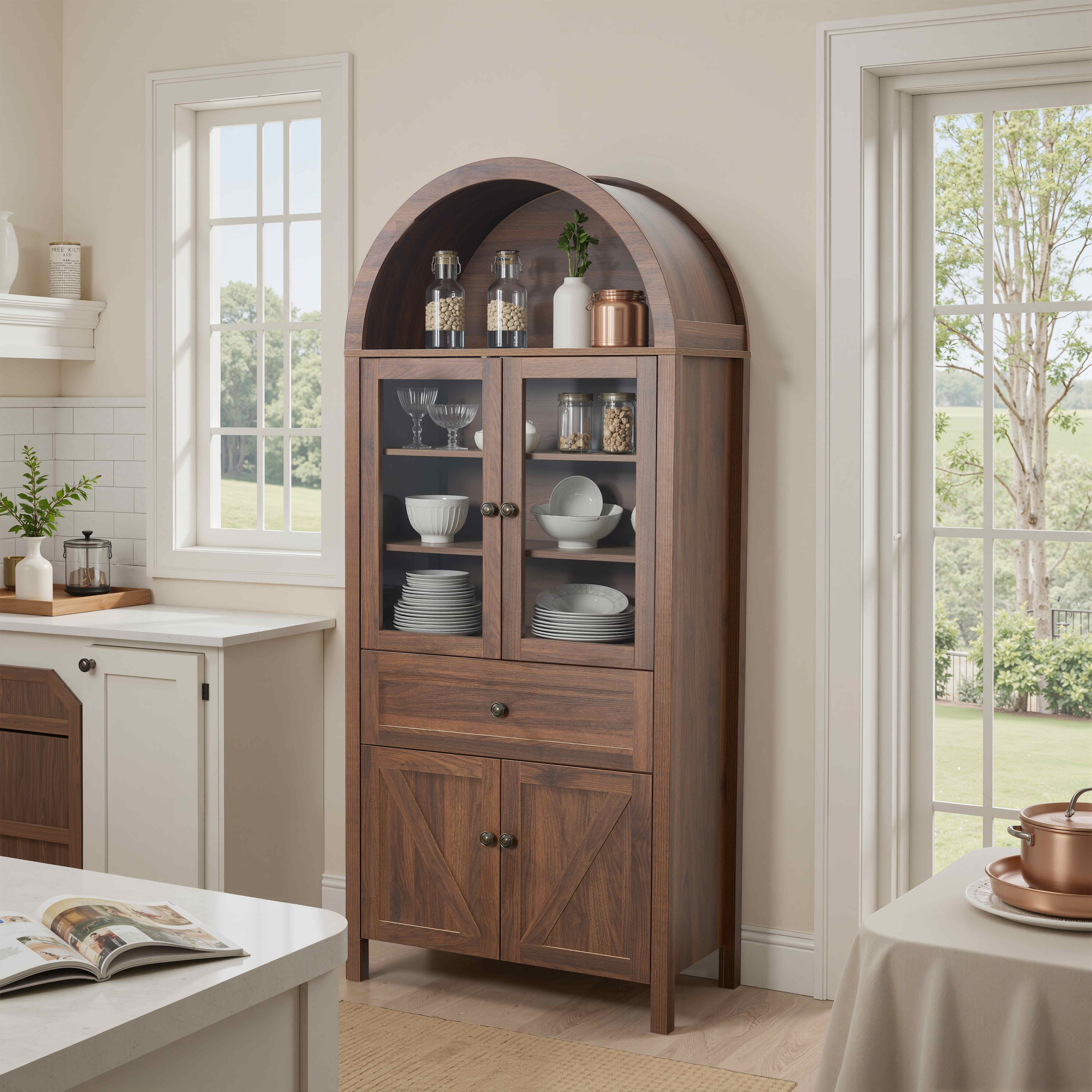 Vynxaria 36 in W x 16 in D x 60 in H Walnut Brown Engineered Wood ...