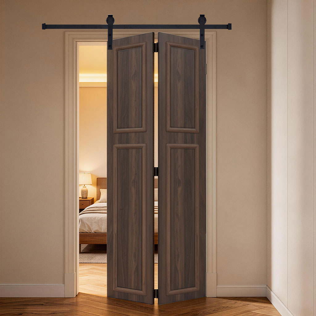 LOVMOR 26-in x 78-in Antique brown 2-Panel Bi-Fold 3/4 inch Thick MDF ...