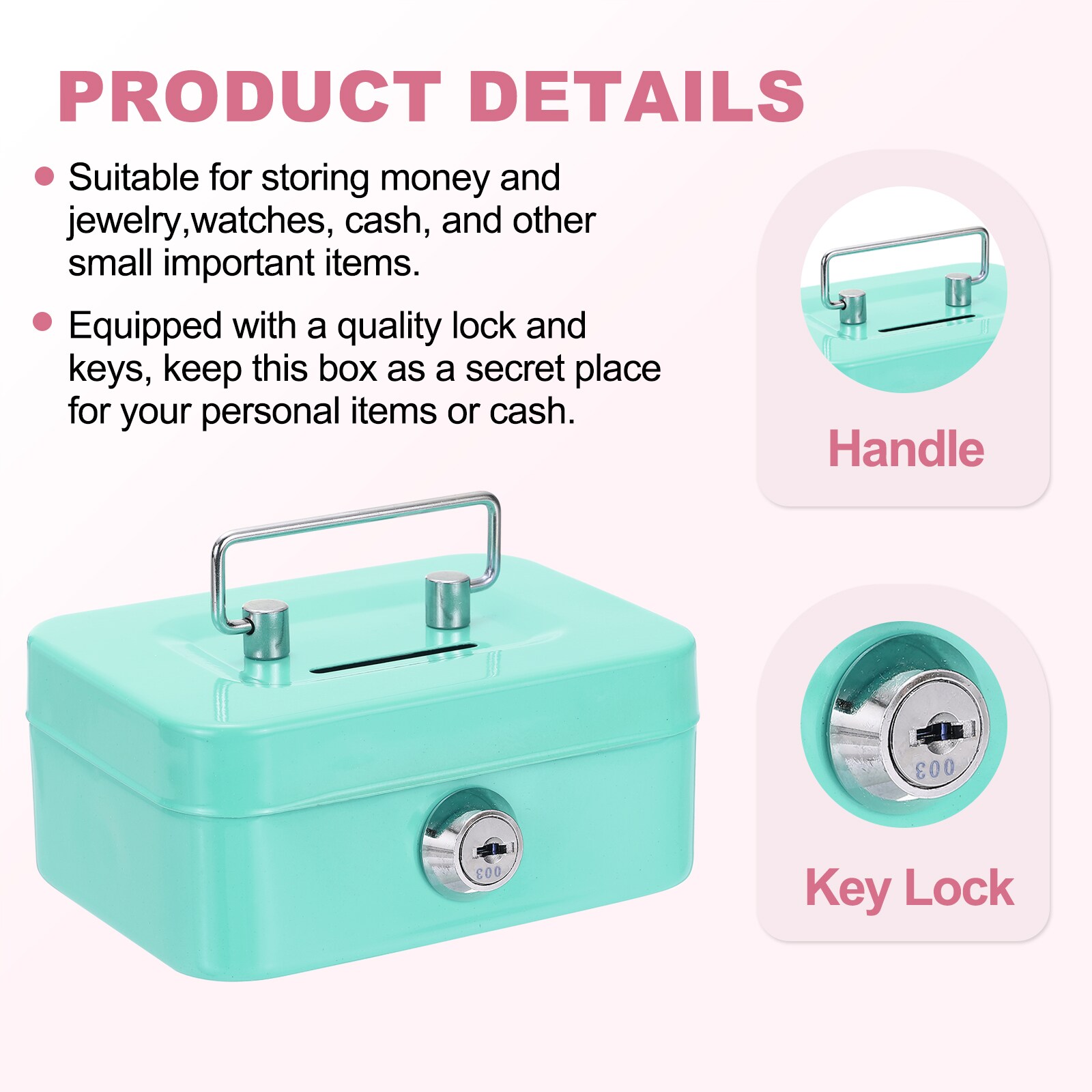 PATIKIL Small Cash Box Mini Safe Box Money Locker Piggy Bank Money ...