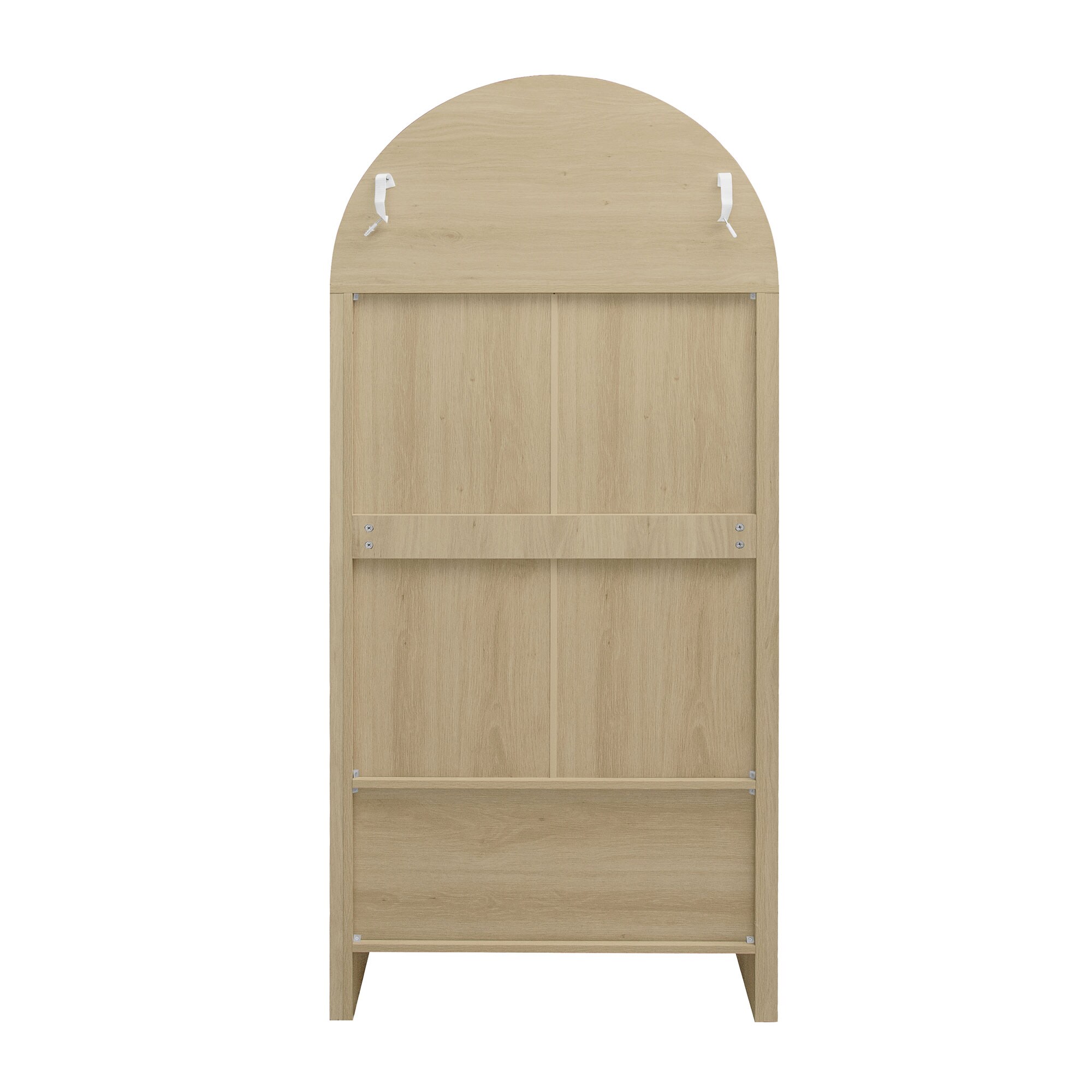 GDFStudio Natural 70.28 Inch Tall Arched Kitchen Pantry with Rattan ...