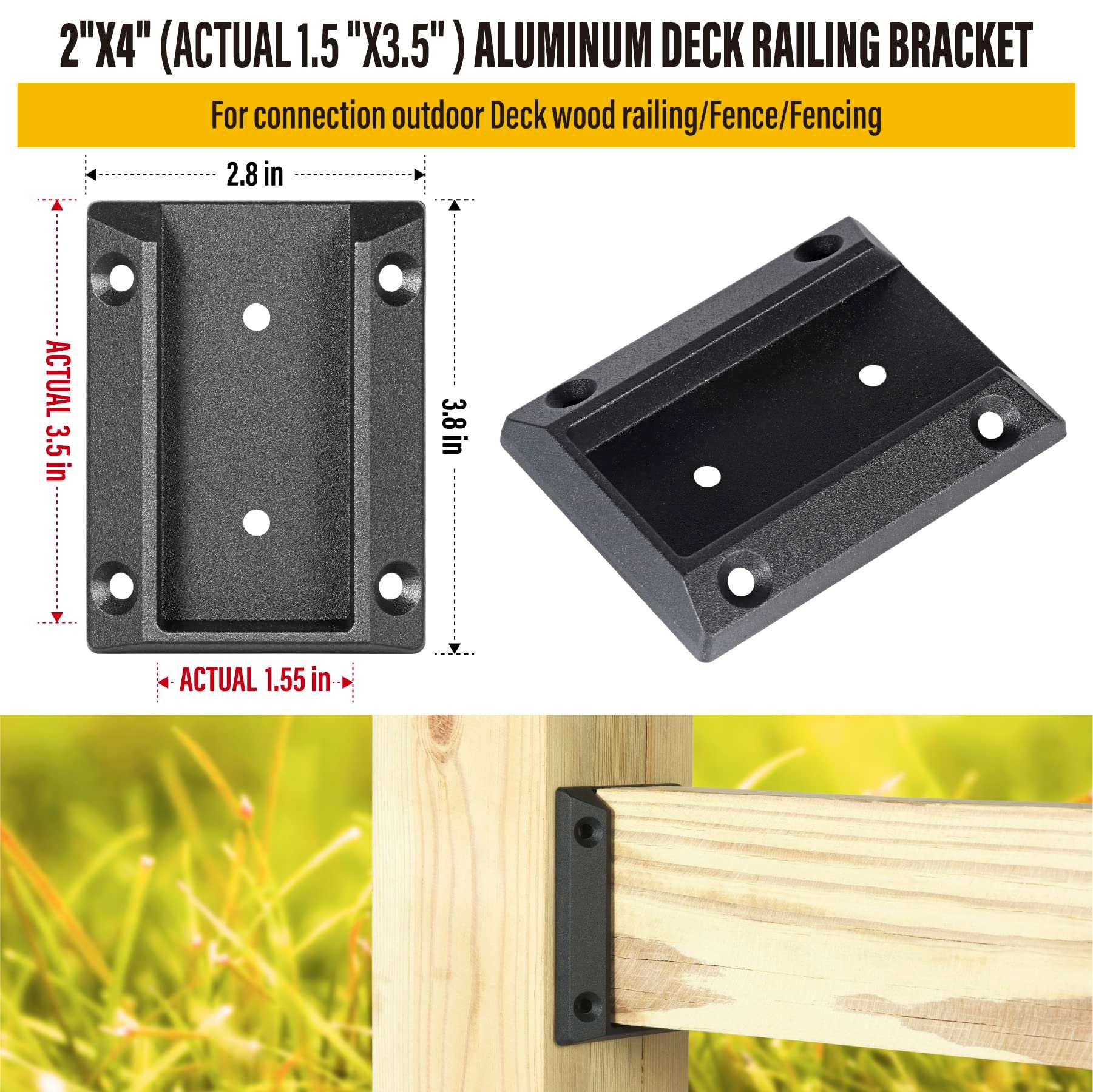 Aoibox 20 Pack ADC12 Aluminum Deck Railing Bracket Connectors for 2 x 4 ...
