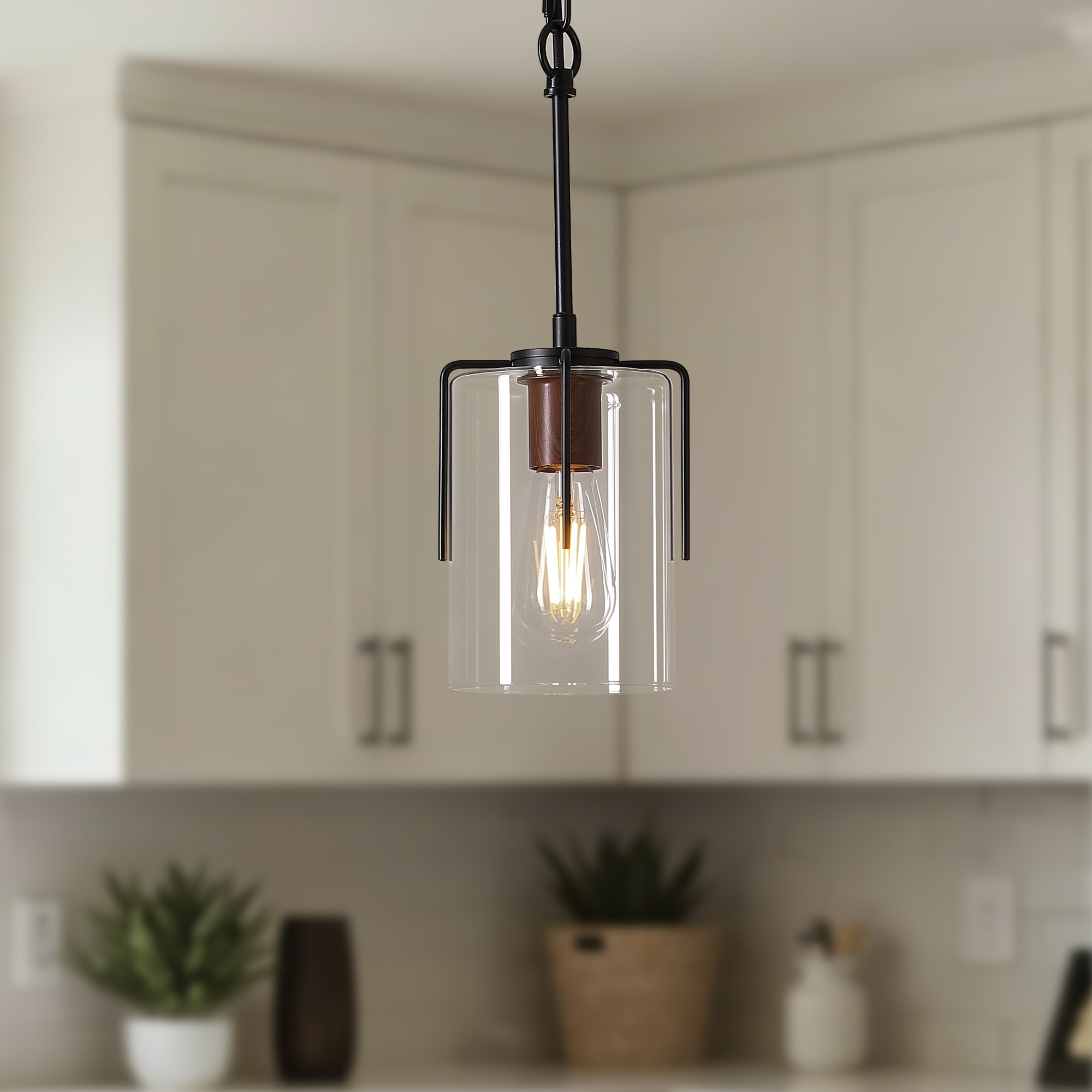 Belffin Modern industrial pendant light with clear glass shade ...
