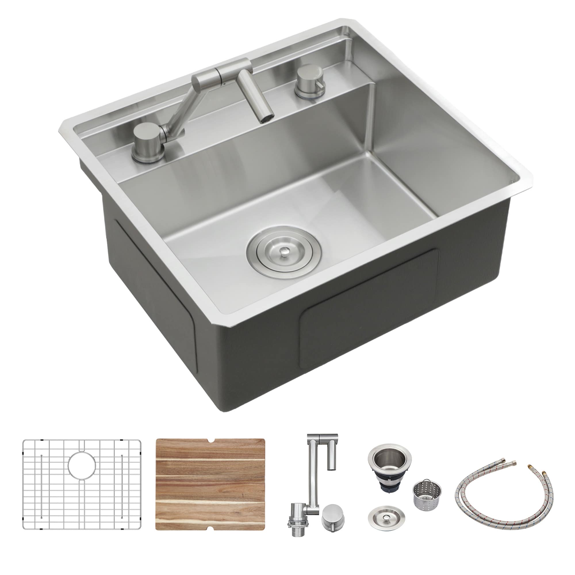 Rainlex 21-in Undermount Workstation Bar Sink with Folding Faucet And ...