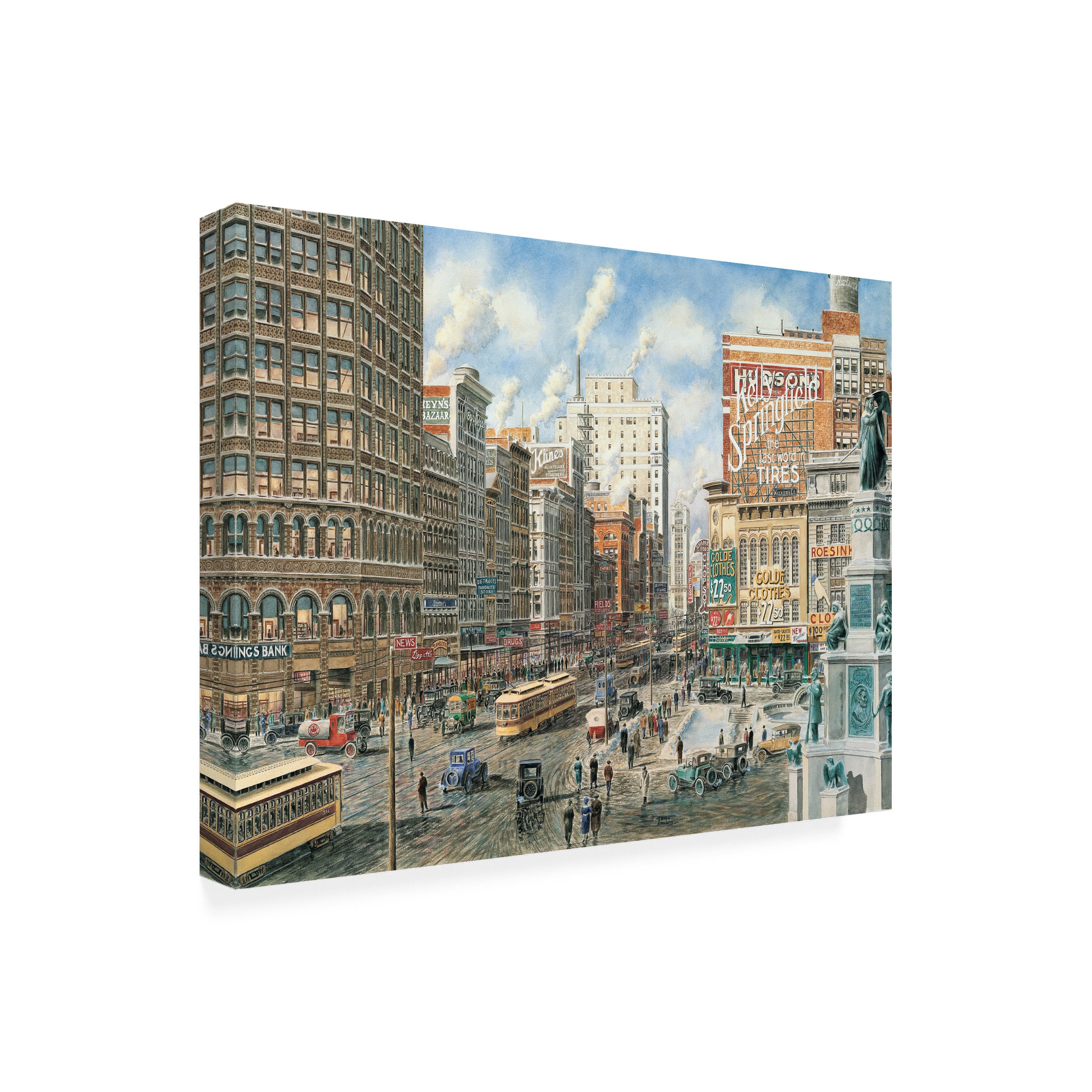 Trademark Fine Art Stanton Manolakas 'Detroit Looking North On Woodward ...