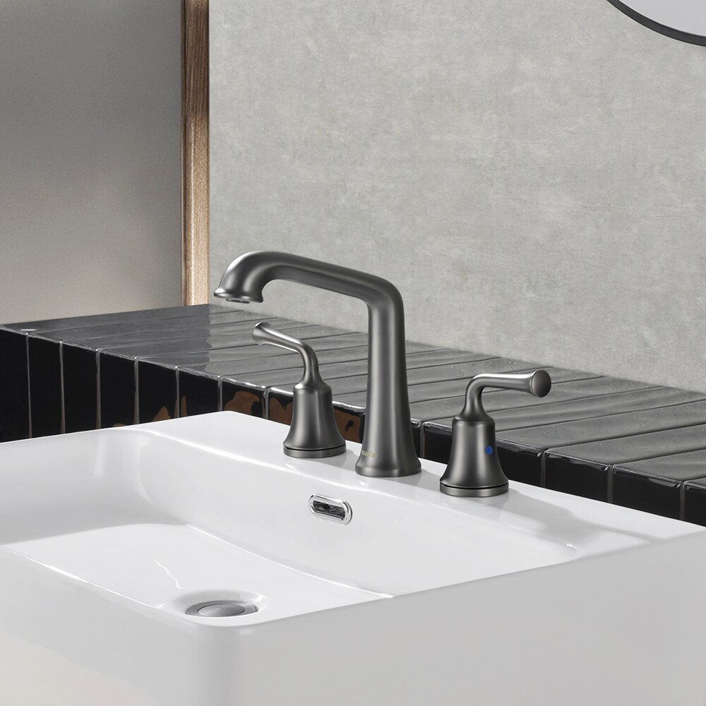Newater Fabra Black Stainless Widespread 2-Handle Bathroom Sink Faucet ...