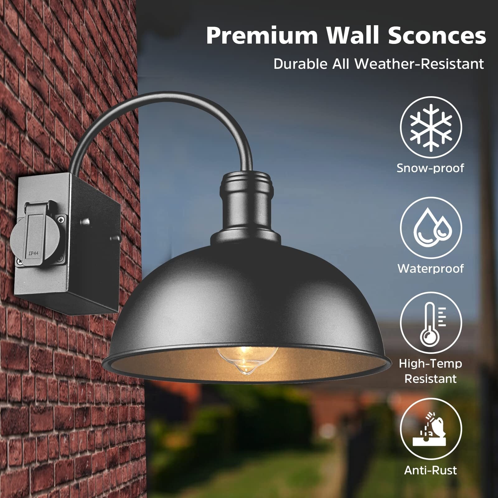 Lukvuzo 2 pack outdoor wall sconces farmhouse gooseneck barn light ...