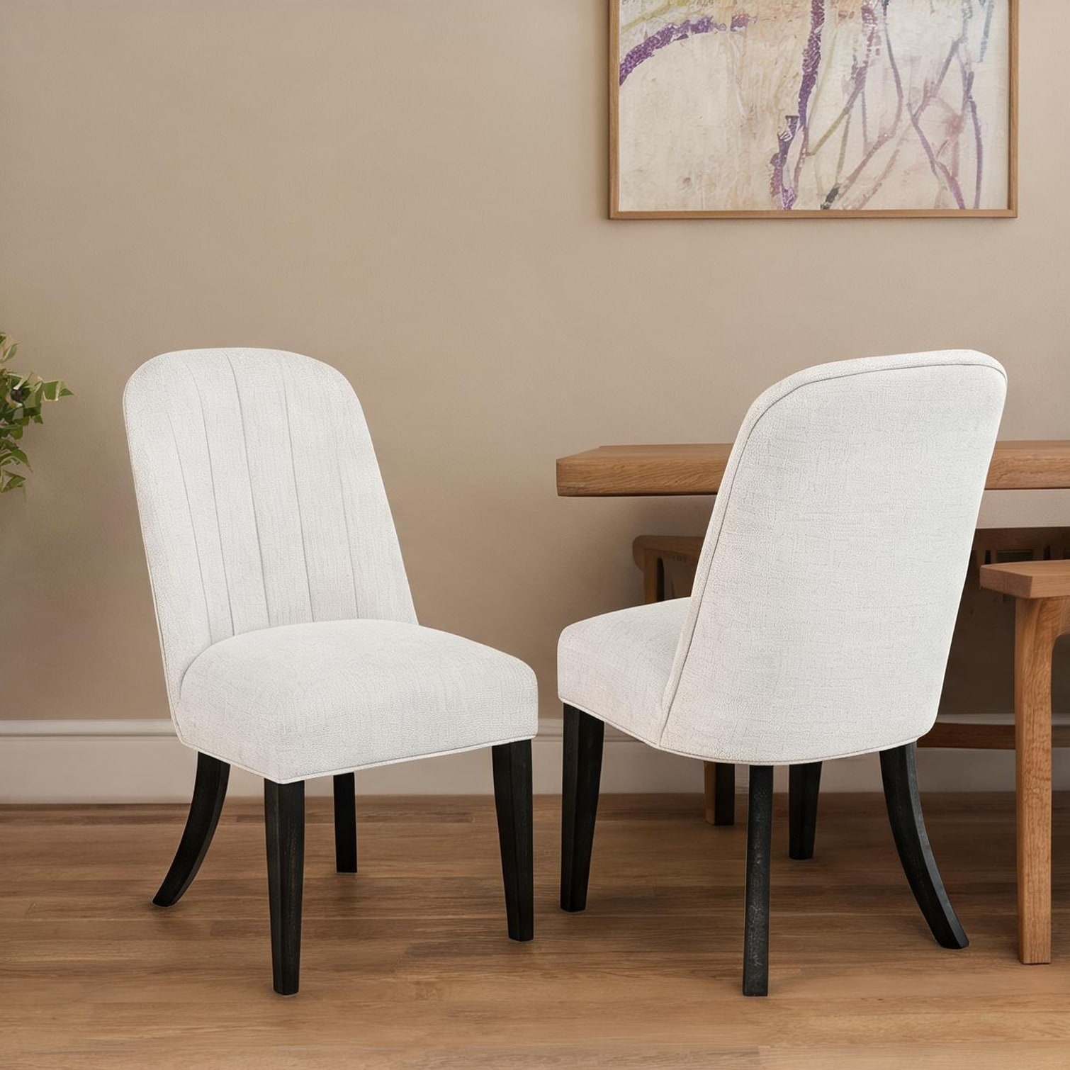 Naturefalls Modern Dining Side Chair Set of 2 with Cream Upholstery and ...