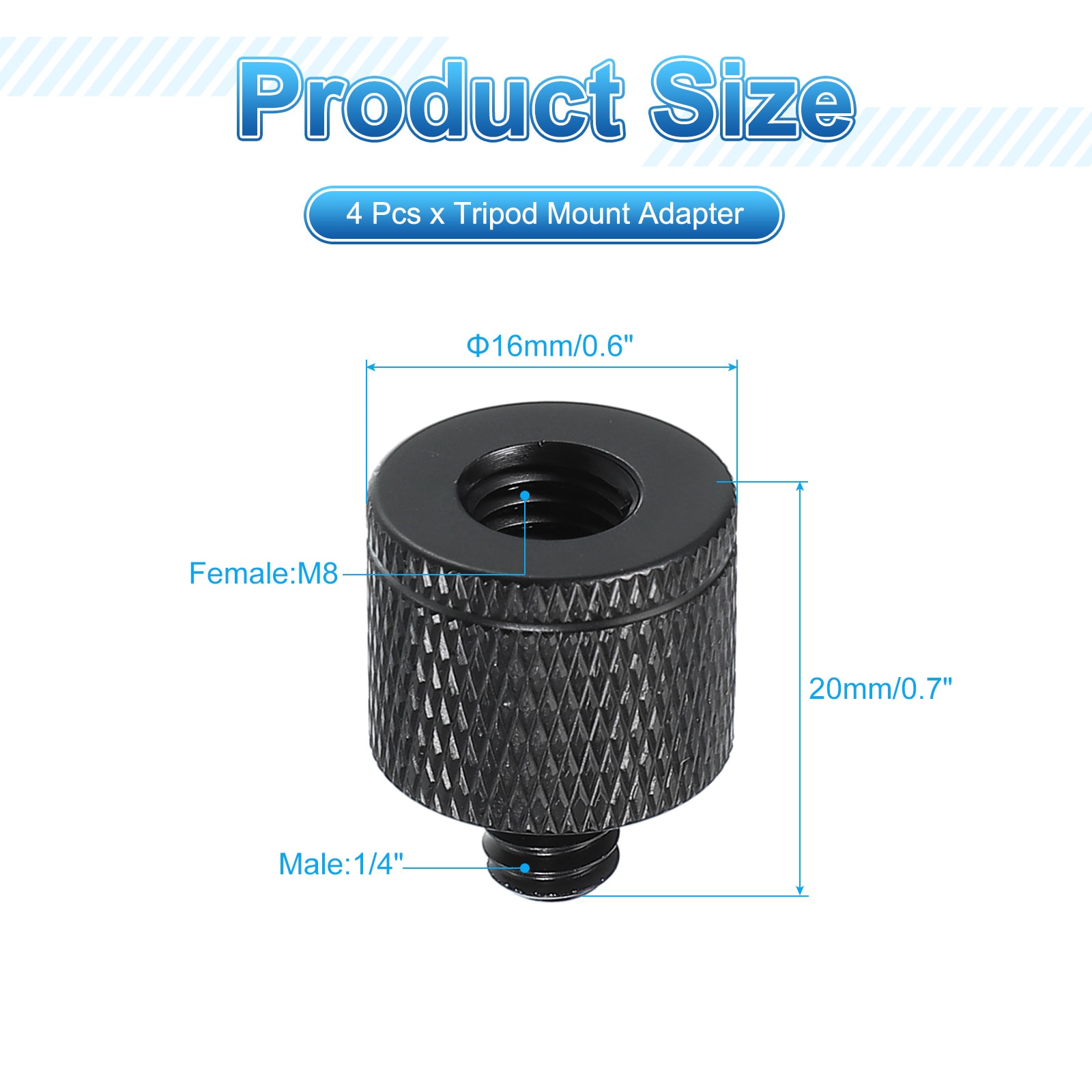 PATIKIL Tripod Screw Adapter M8 Female to 1/4inch Male 4pcs Tripod Nut ...