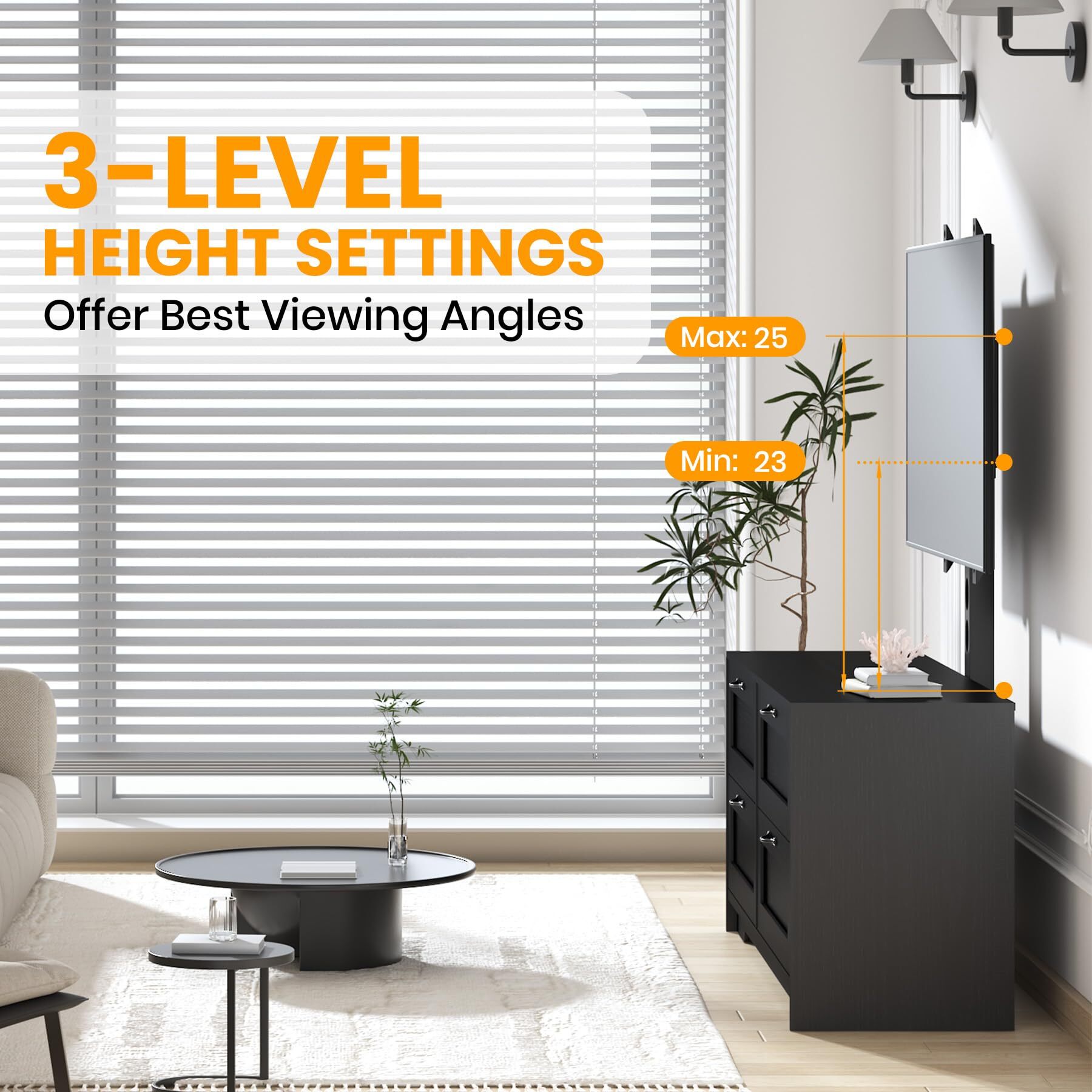 GarveeLife TV Stand with Mount and 4 Drawers Height Adjustable ...