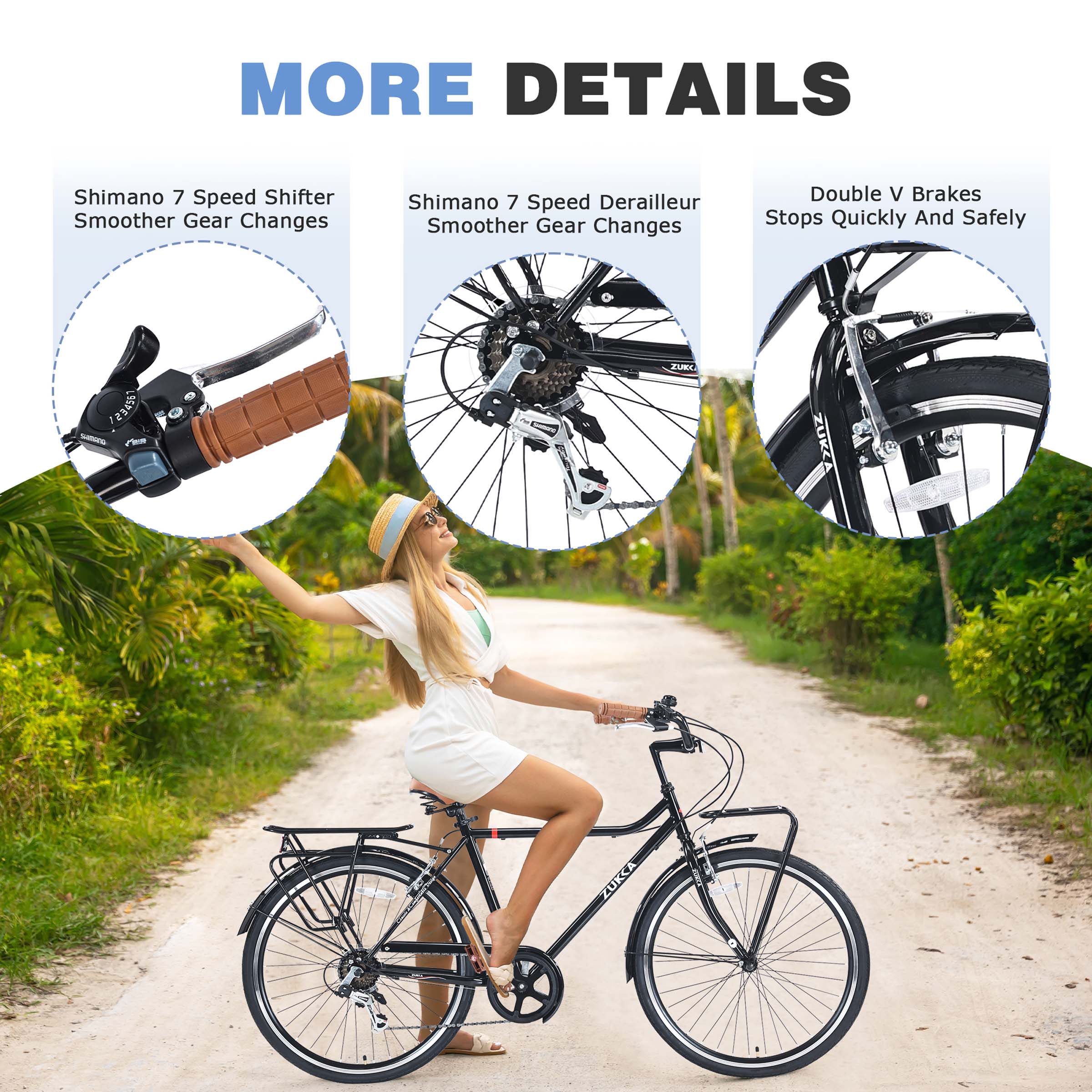 Lycvki 26 Inch Orange Vintage Style Bike Retro Commute Bike Steel Frame ...