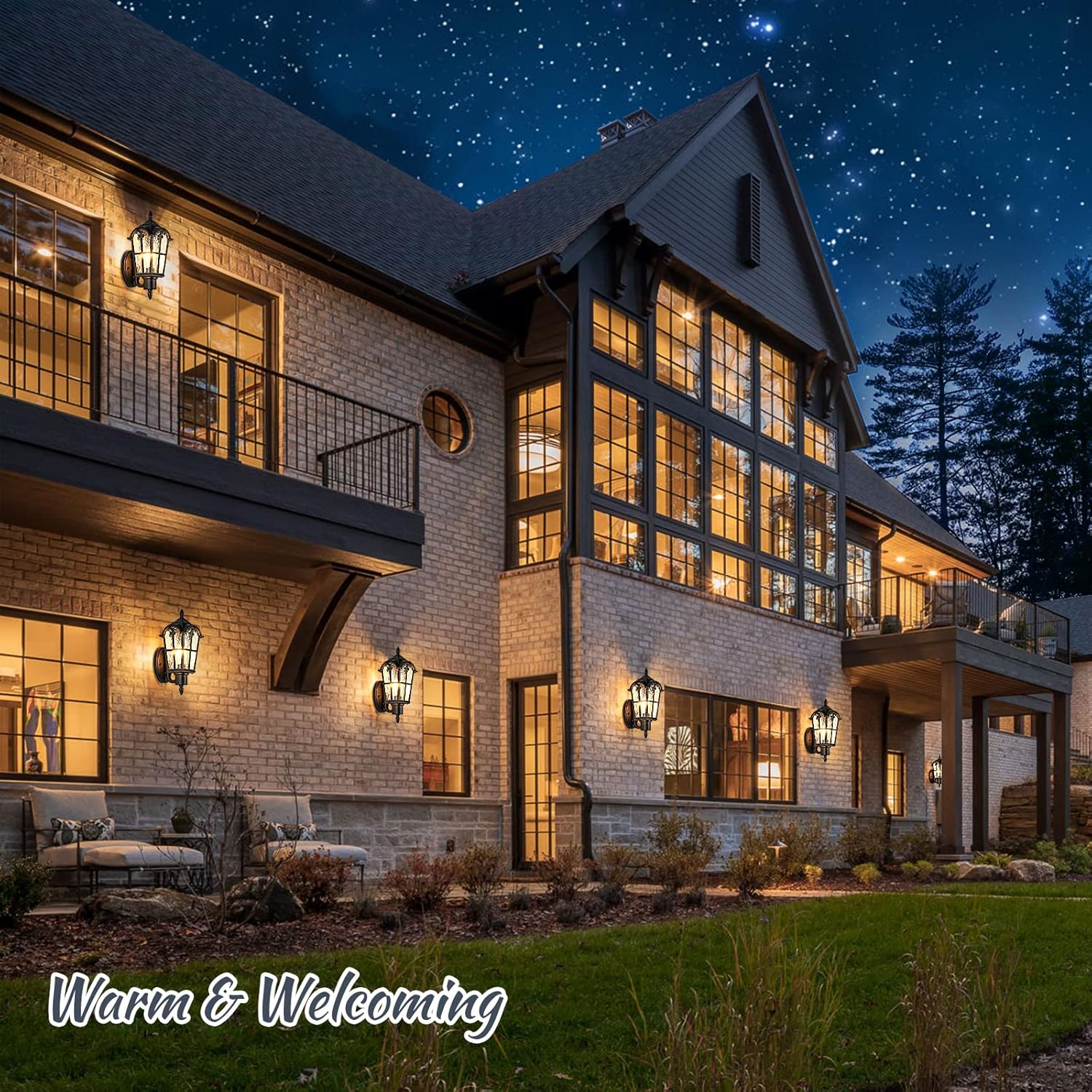 Nordic Hygge 2 Pack Motion Sensor Outdoor Wall Lanterns Waterproof Oil ...