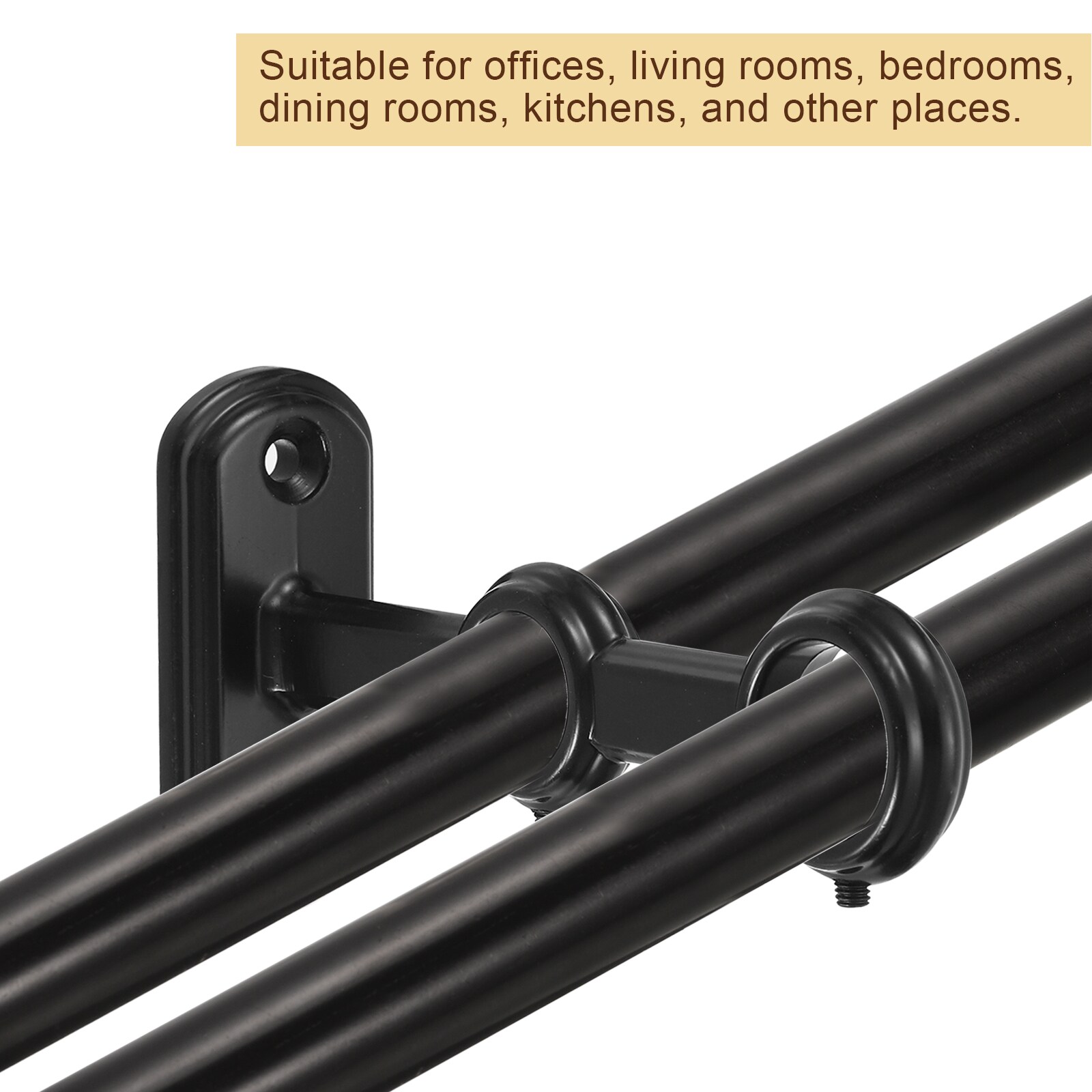 Unique Bargains 2Pcs Double Curtain Rod Brackets Drapery Hanging Rod ...