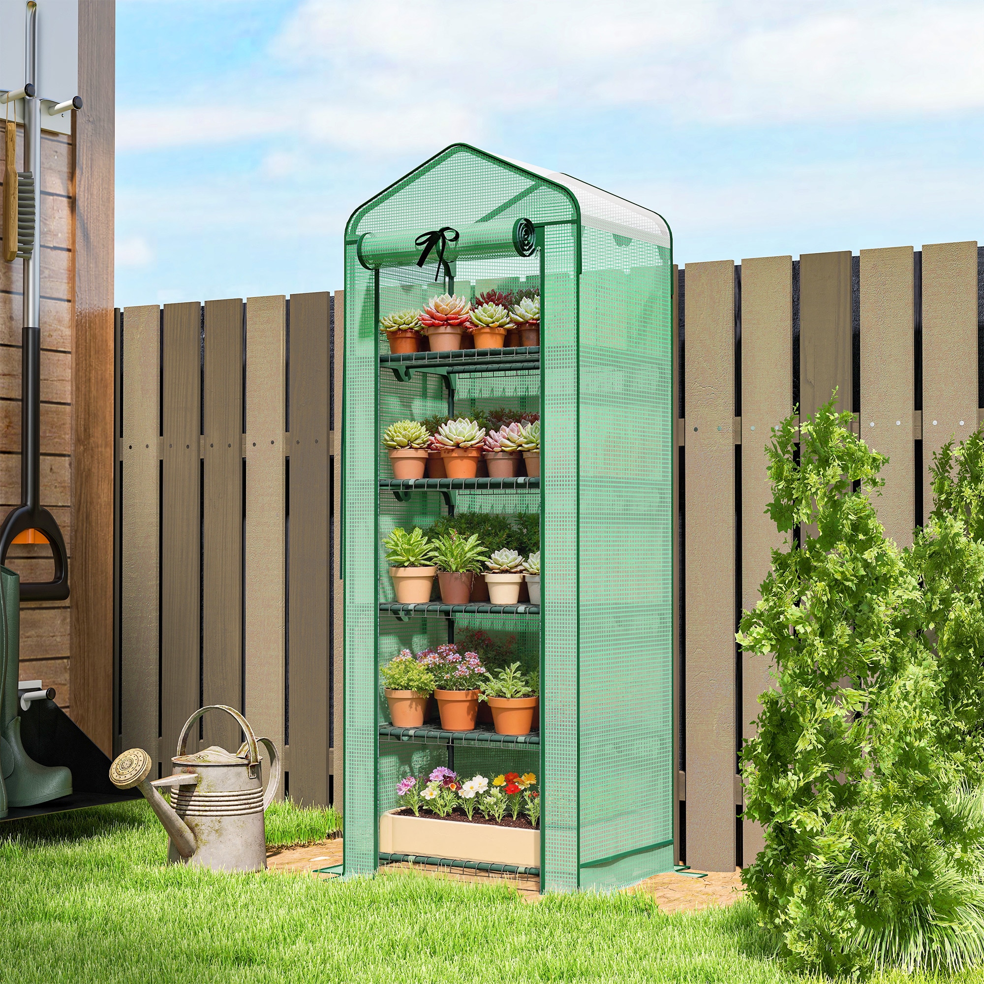 LUXEYARD Mini Greenhouse with Screen Roof 5 Tier Portable Small ...