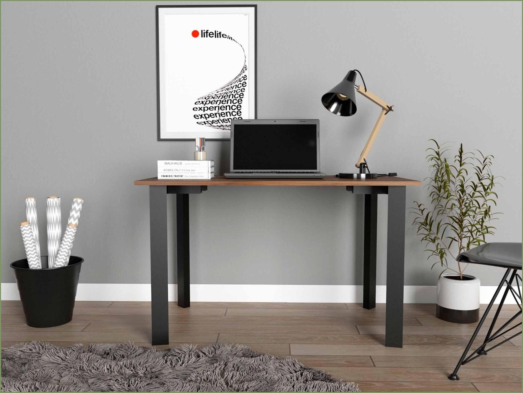 SunJet Desks Modern Mahogany Writing Desk with Steel Legs Brown ...