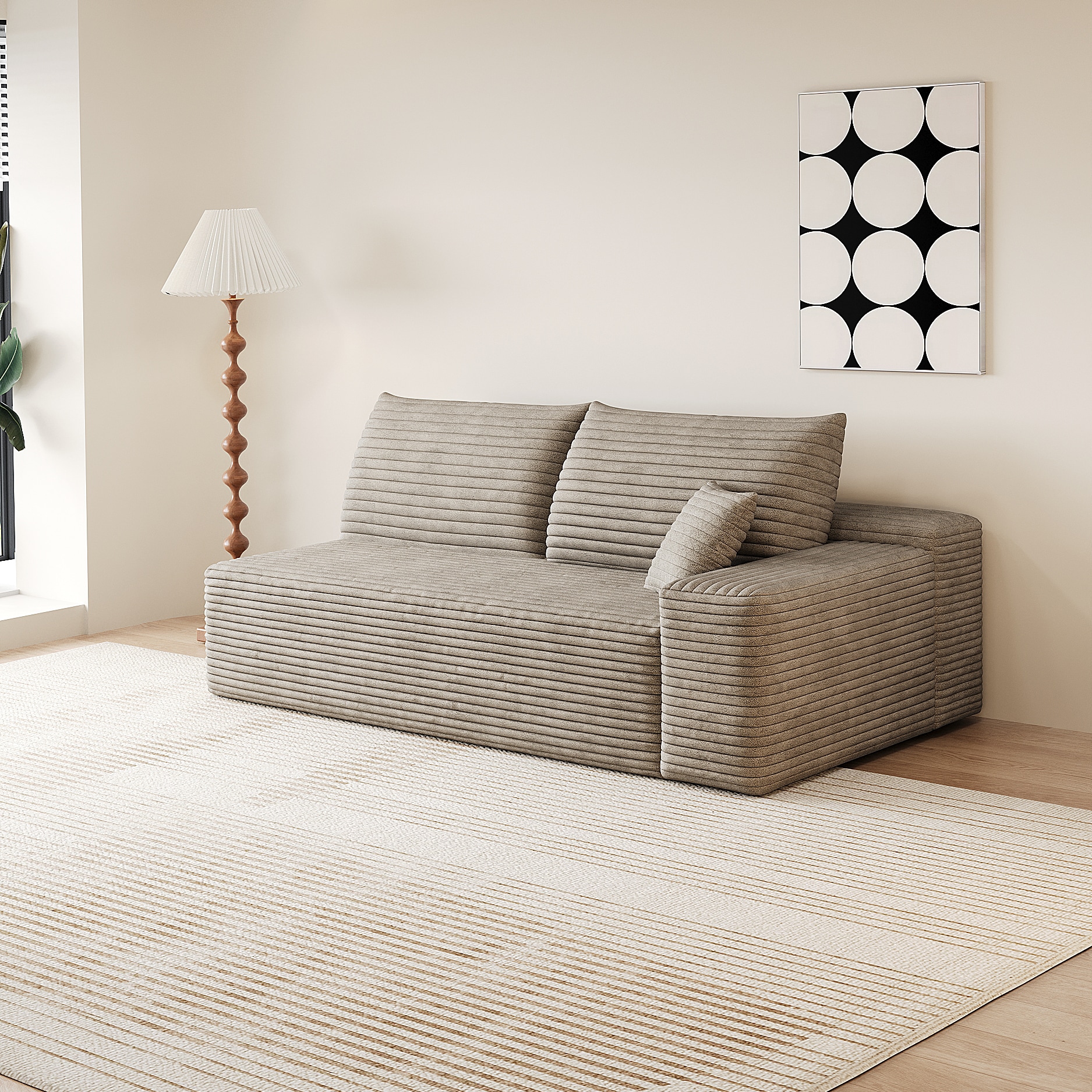 LOVMOR 3 Seat 3inch Modular Sectional Sofa Corduroy Camel Couch with ...