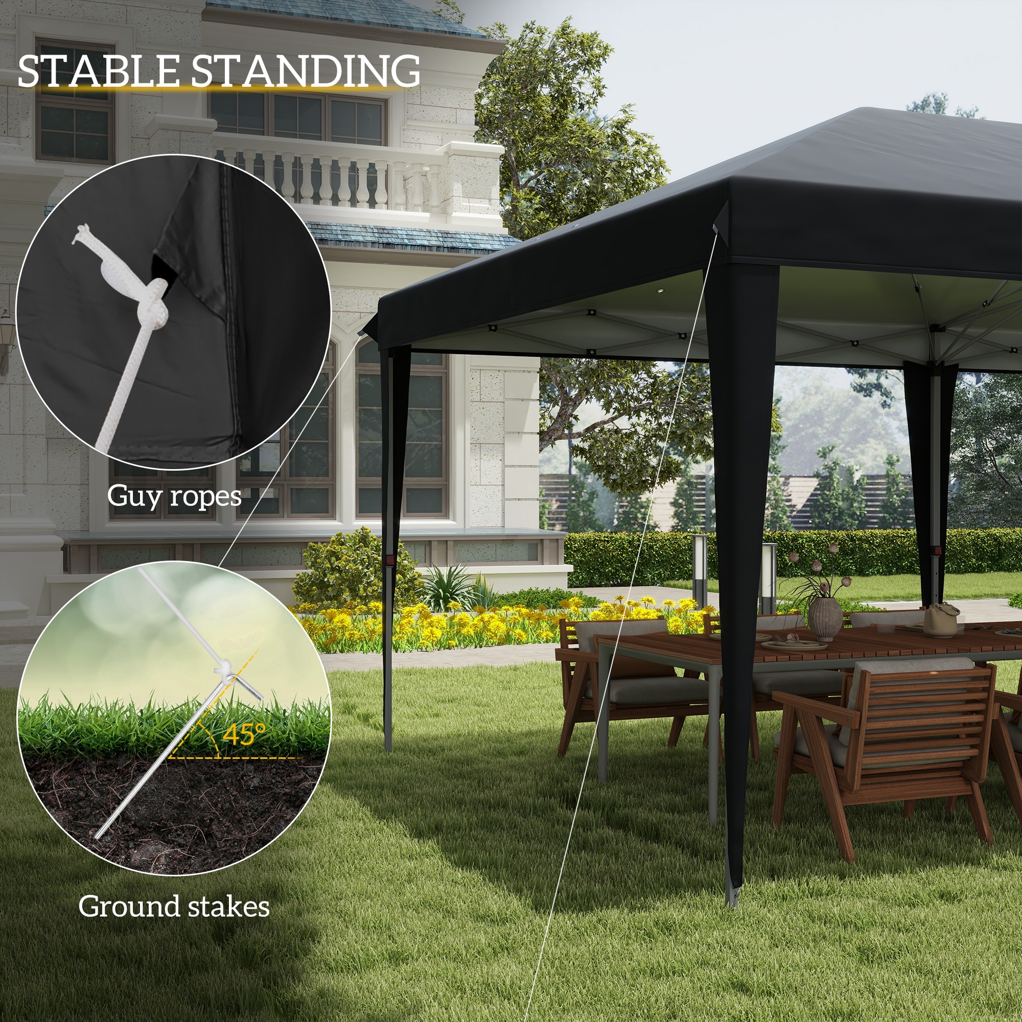 Siavonce 19.2-ft x 9.7-ft Rectangle Black Pop-up canopy in the Canopies ...