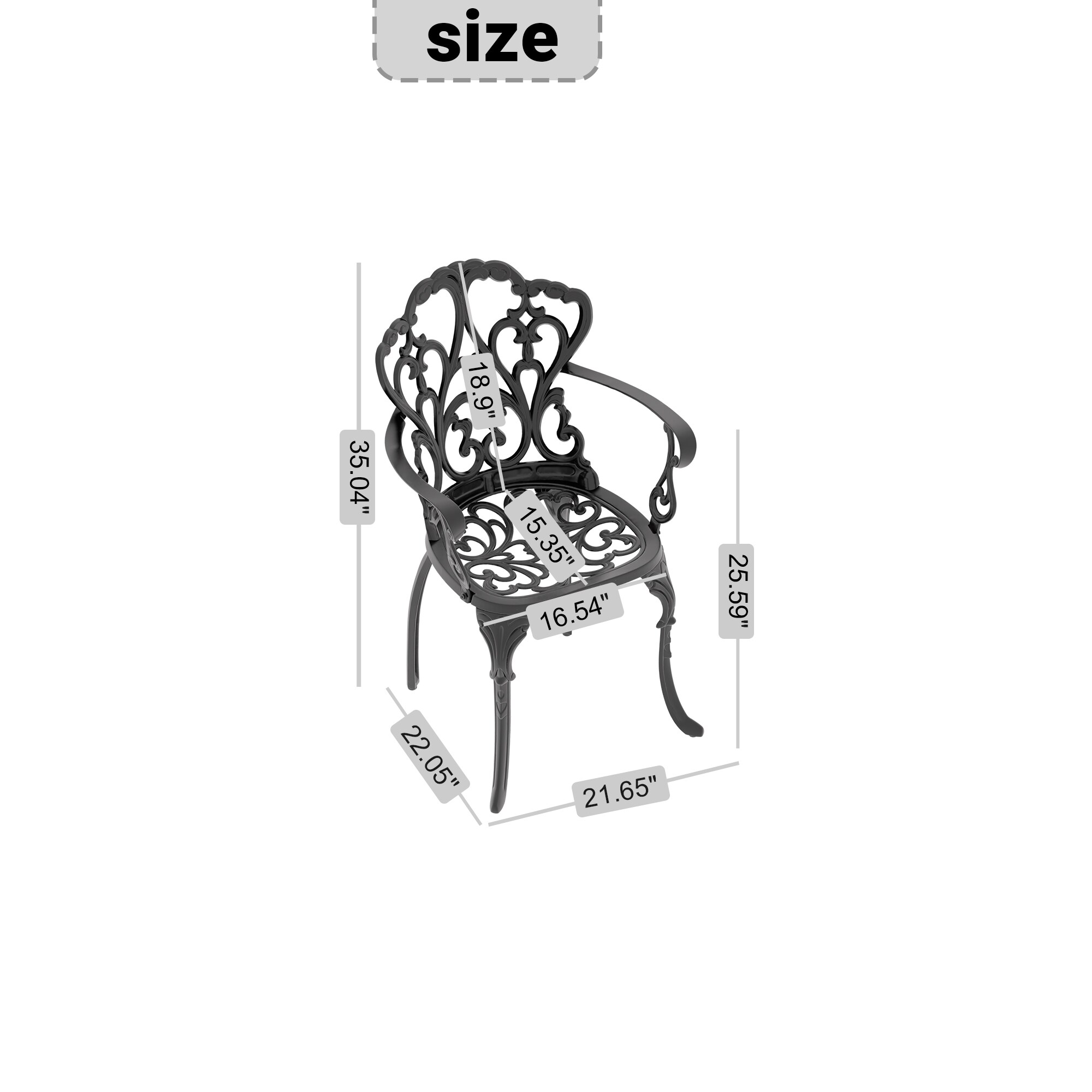 AHIOU HOME Porto Set of 2 Stackable Black Aluminum Frame Stationary ...