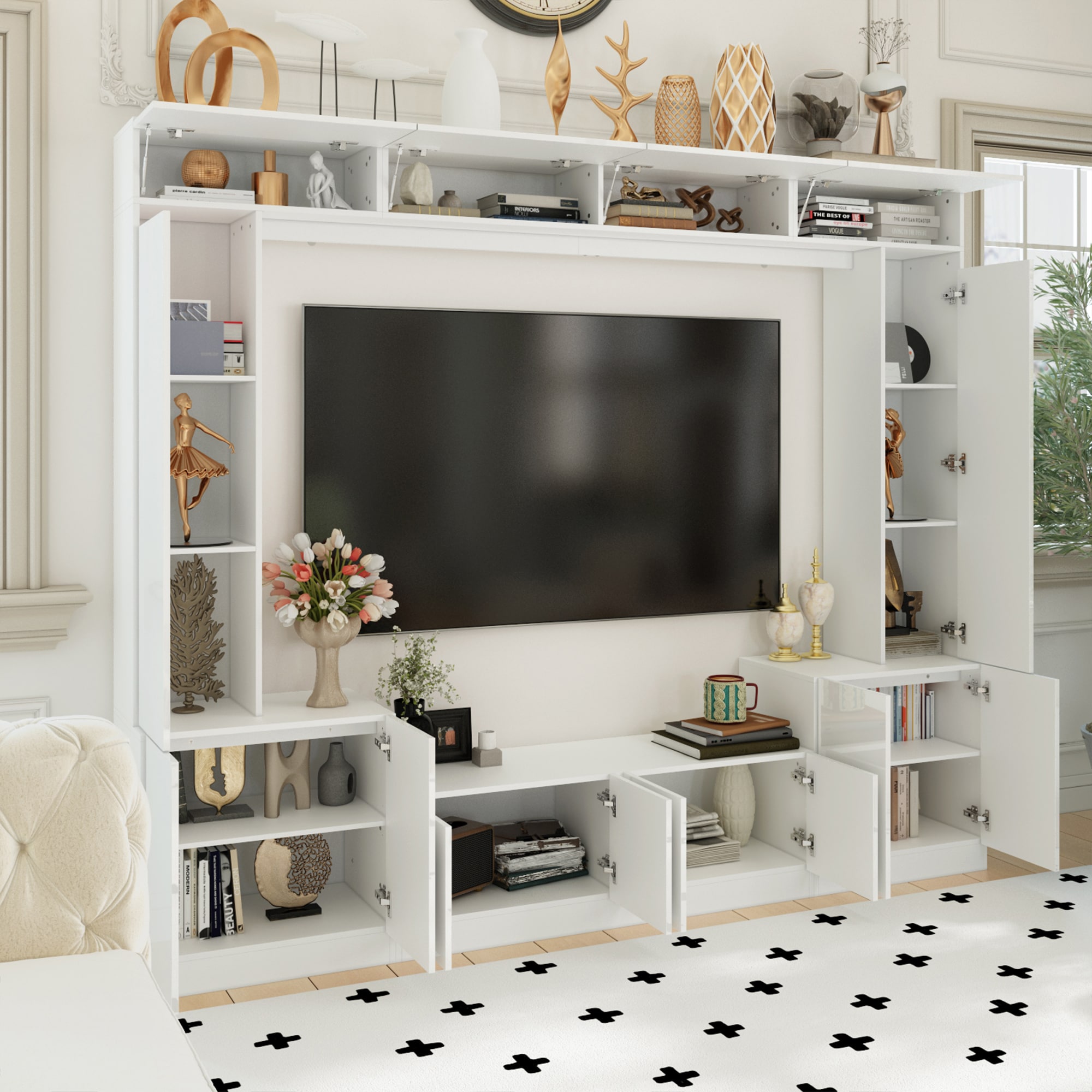 FUFU&GAGA Modern/Contemporary White Tv Cabinet (Accommodates TVs more ...