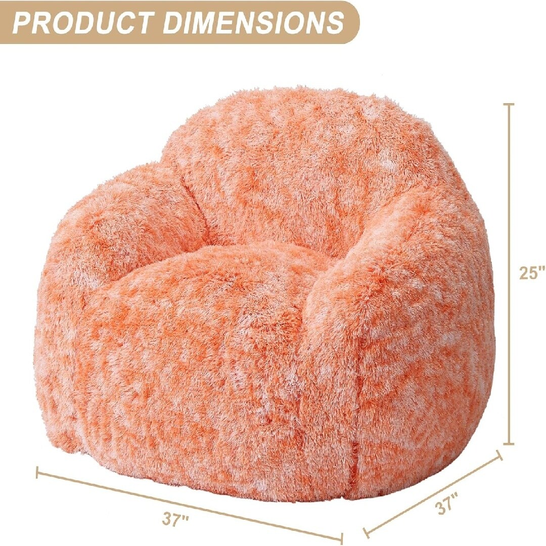 WhizMax Faux Fur Bean Bag Chair High Density Foam Plush Armrest Design ...