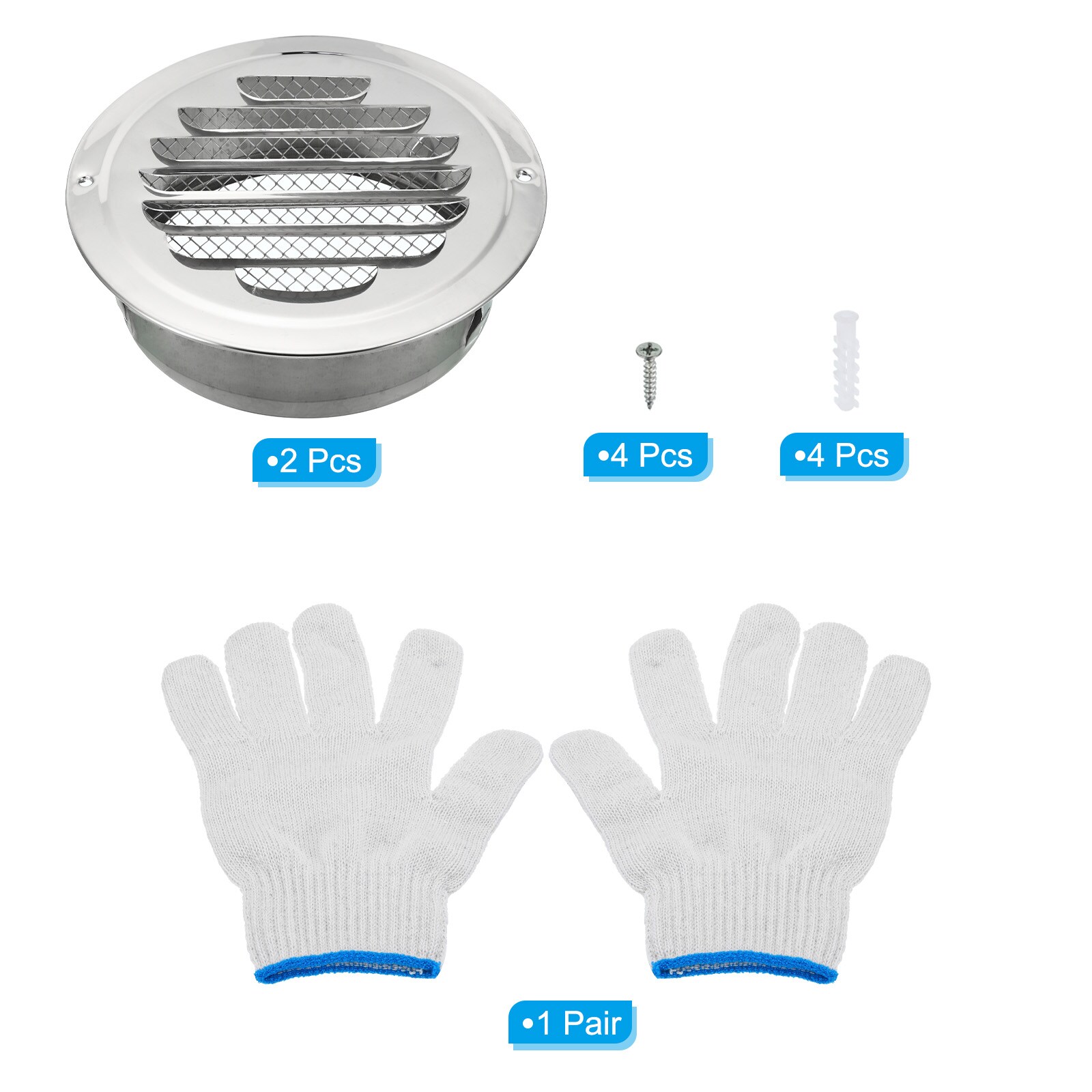 PATIKIL 2 Sets 4.5-Inch Round Soffit Air Vents Stainless Steel Louver ...