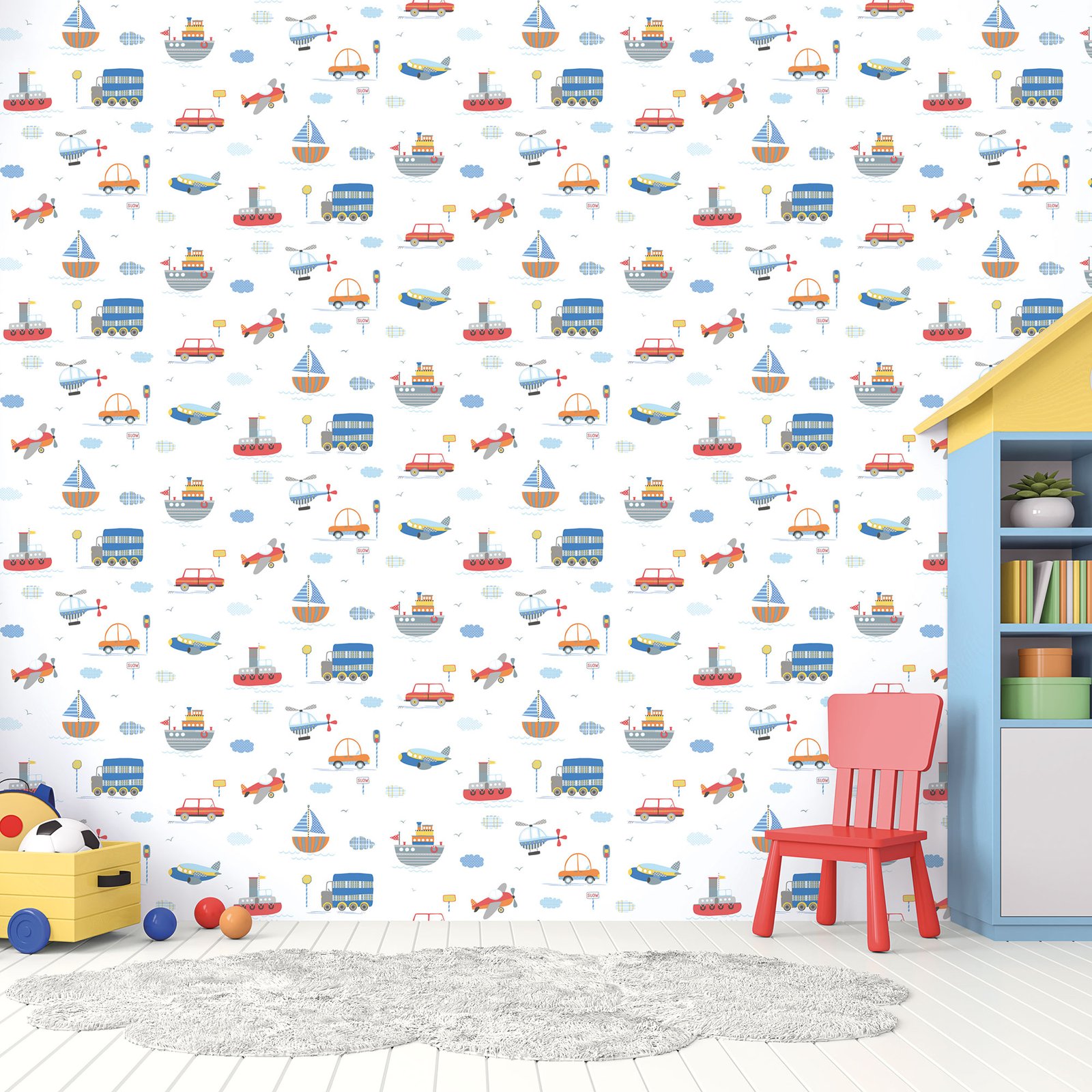 Galerie Tiny Tots 2 Transportation Multi-coloured Wallpaper G78415 in ...