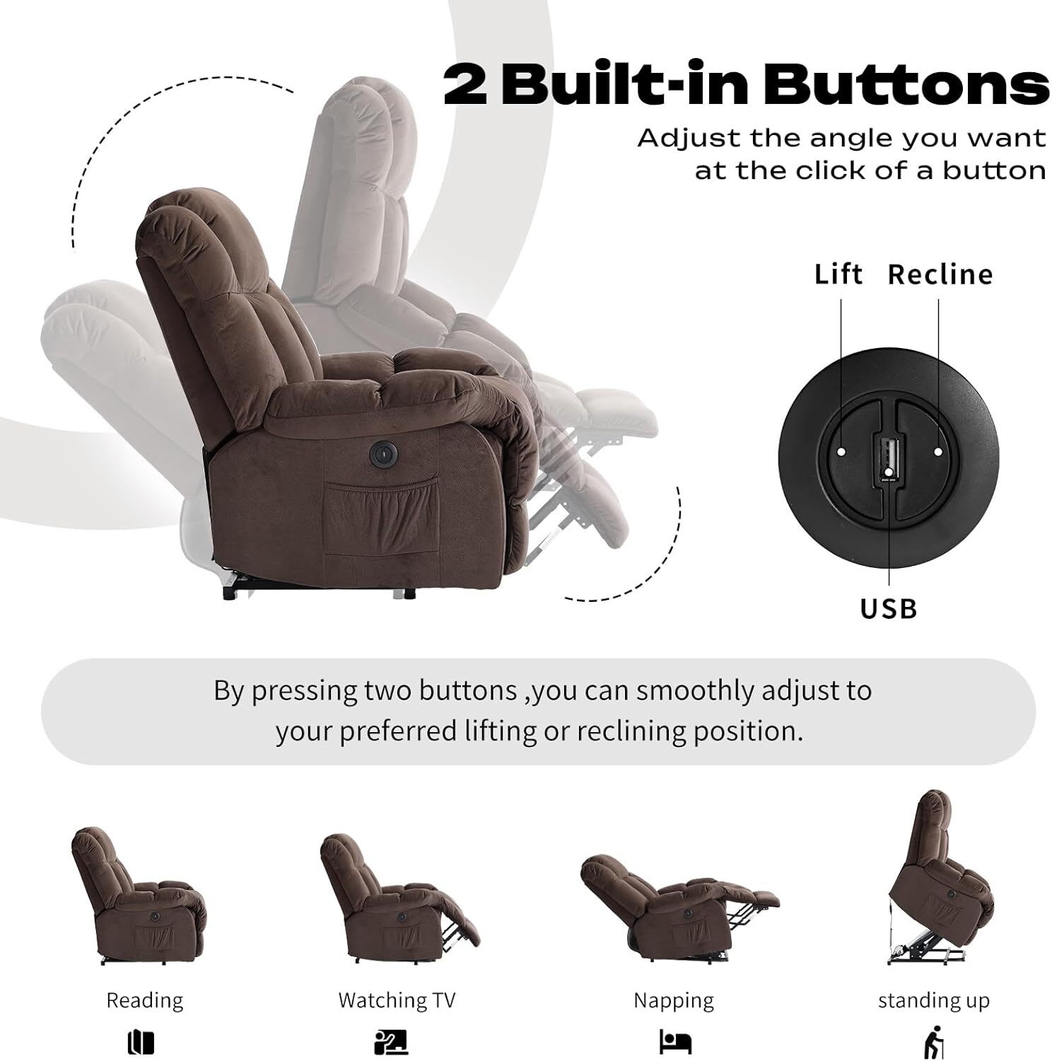 Canmov Power Lift Recliner Chair with Overstuffed Design for Elderly ...