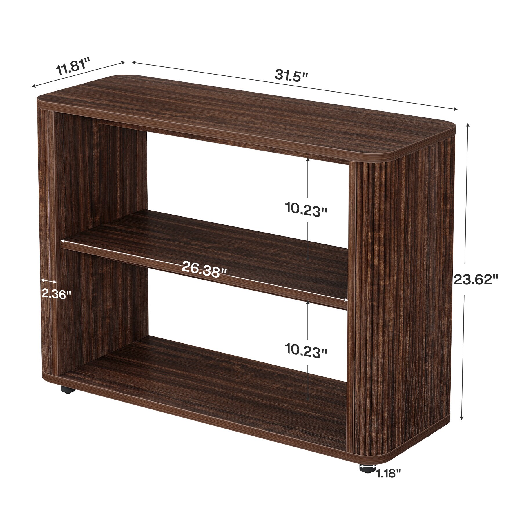 Tribesigns 3 Tier End Table with Storage Shelves Dark Walnut in the End ...