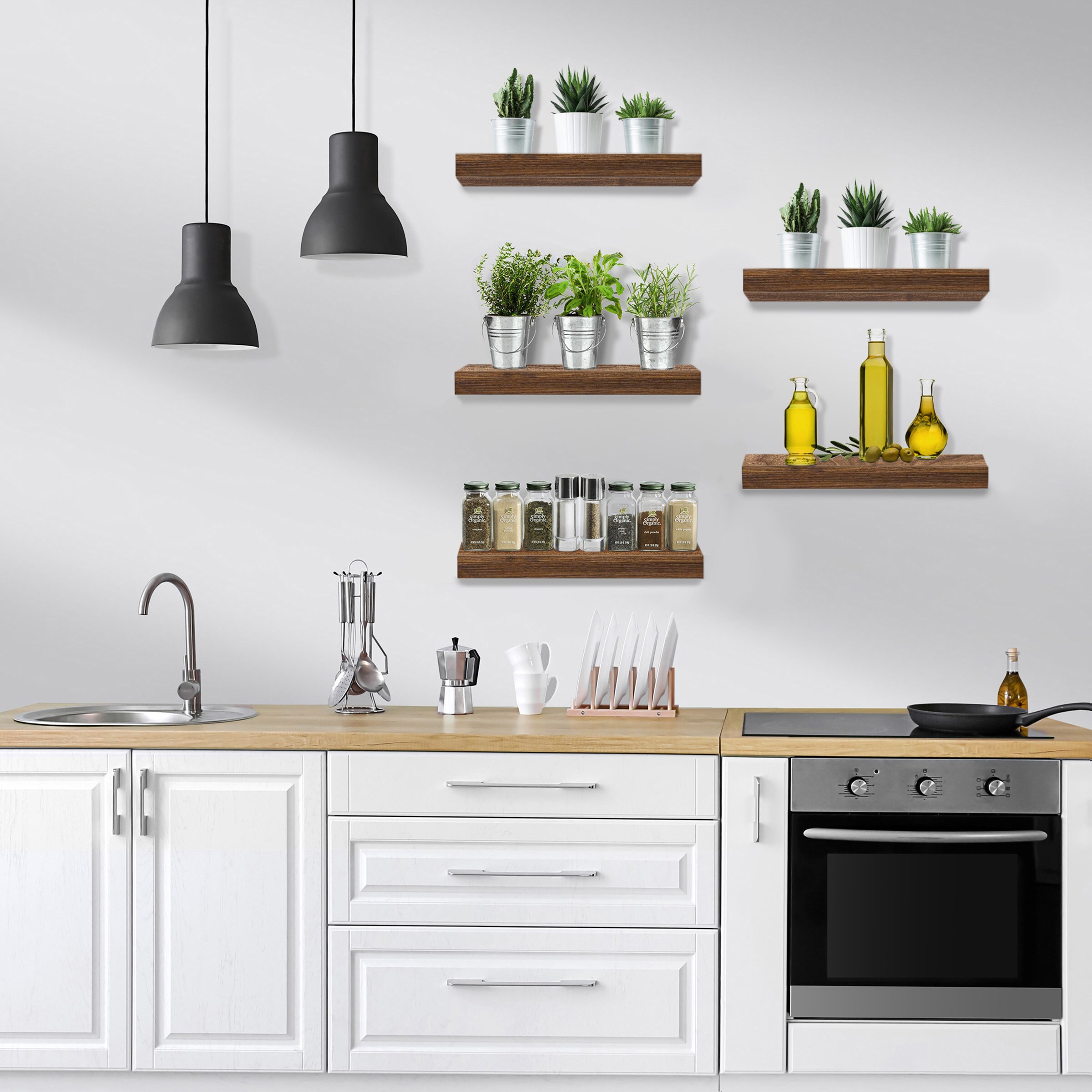 SORBUS 5 Pack 16 Inch Long Floating Wall Shelves for Bedroom Decor ...