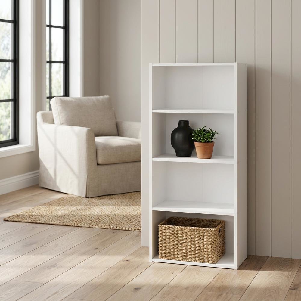 FurniFact Wooden bookcase with open-back design for versatile storage ...