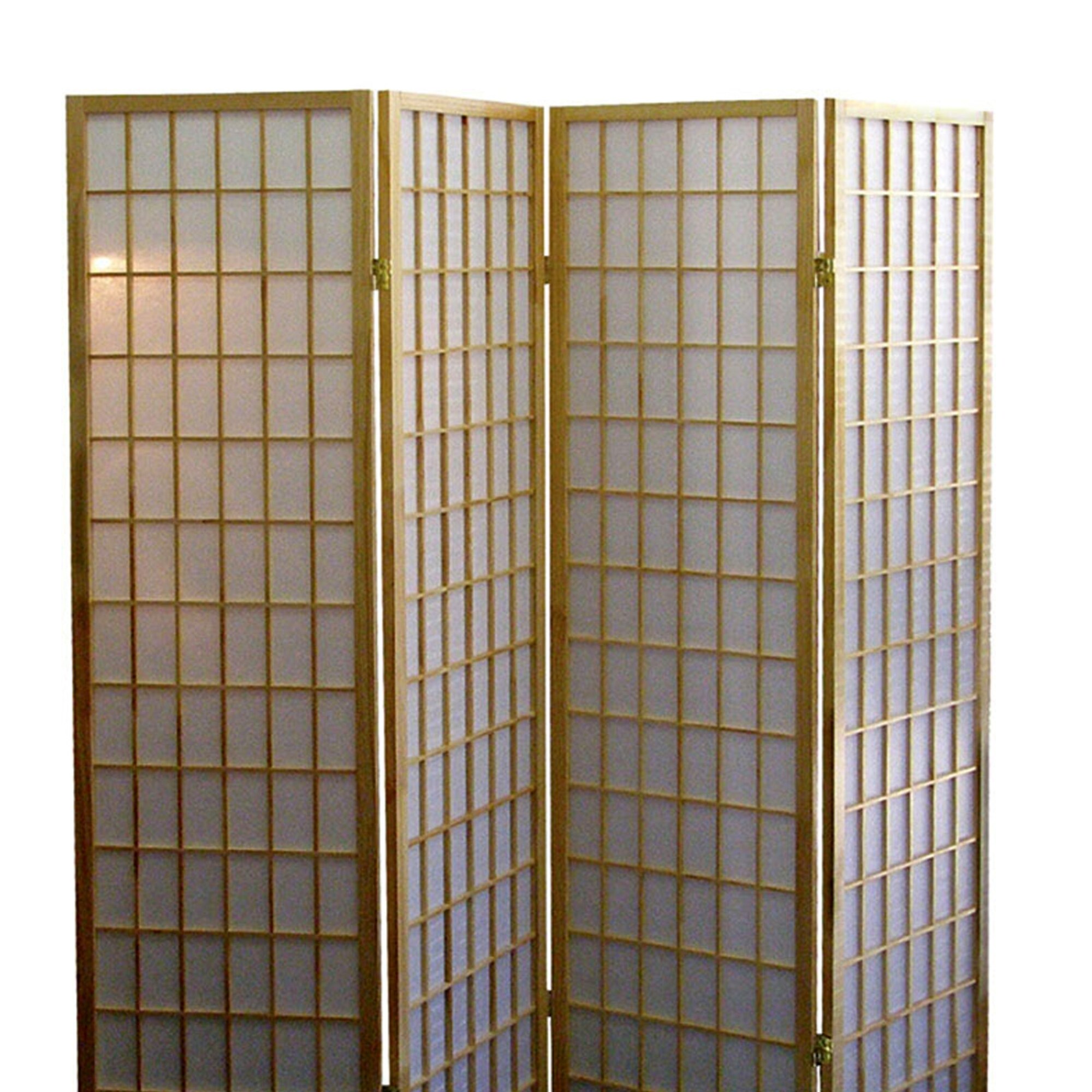CESICIA Room Dividers 4 -Panel Black Paper Folding Transitional Style ...