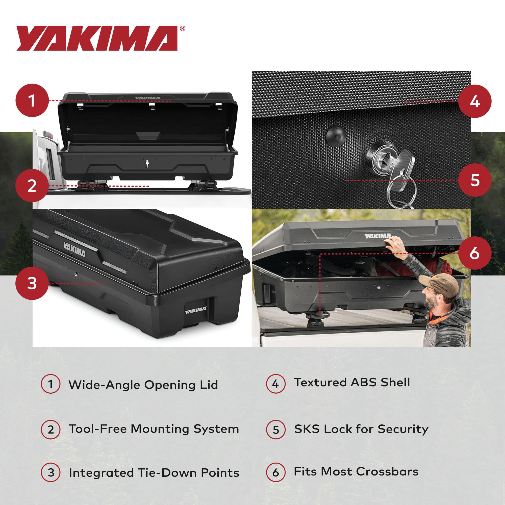 YAKIMA Hard Shell Cargo Box Vehicle Rooftop Travel and Storage Gear ...