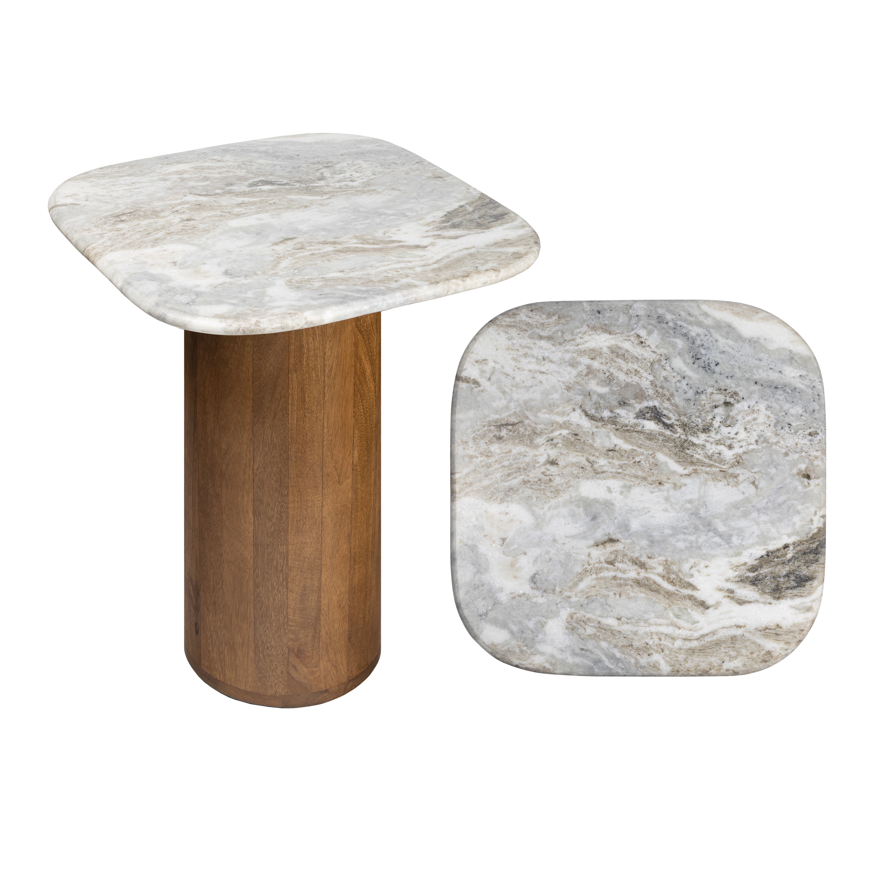 JONATHAN Y Milos Minimalist 15.75-in W x 18-in H White Marble/Honey ...