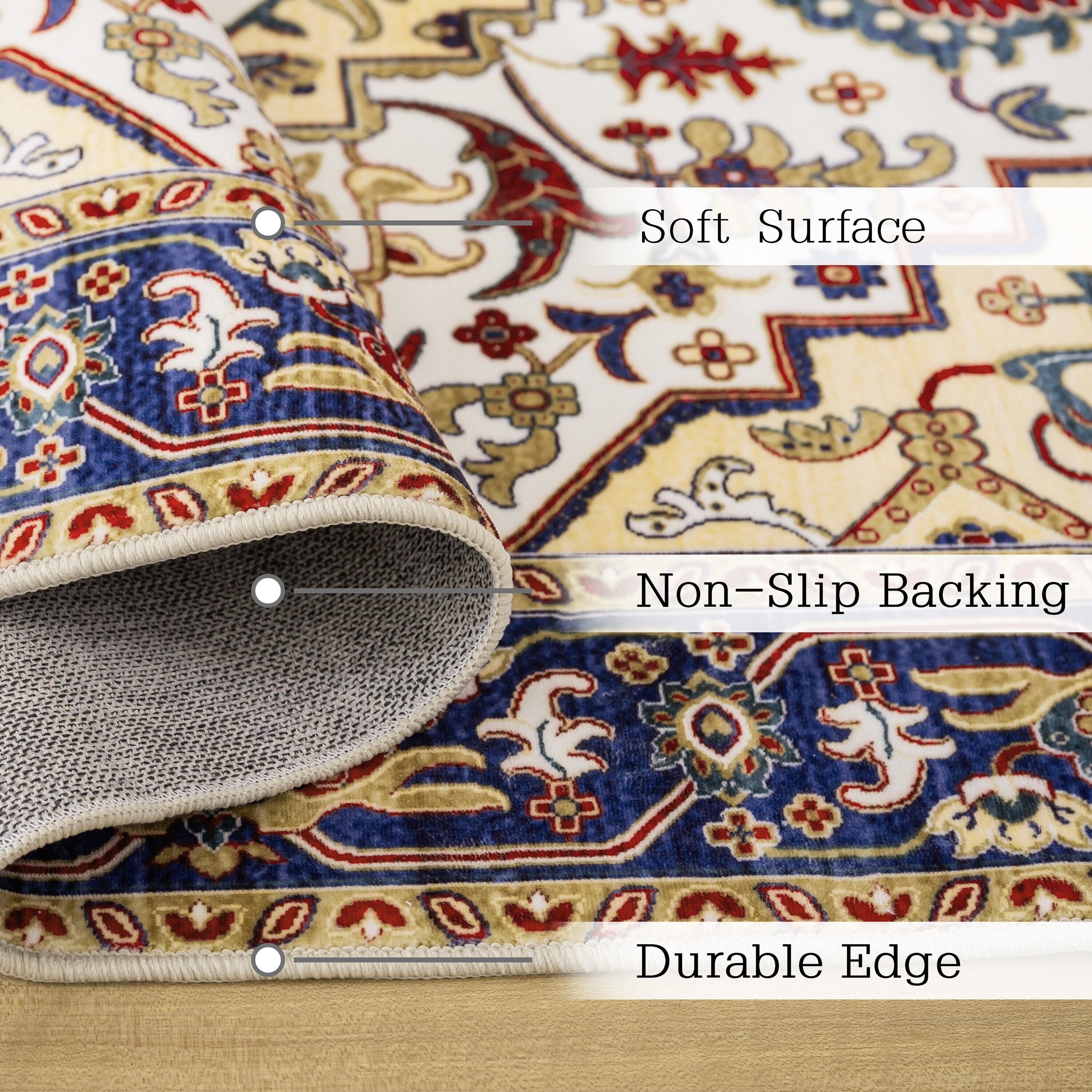 LOVMOR Area Rug 5x7 Vintage Bohemia Large Persian Non slip Washable Rug ...