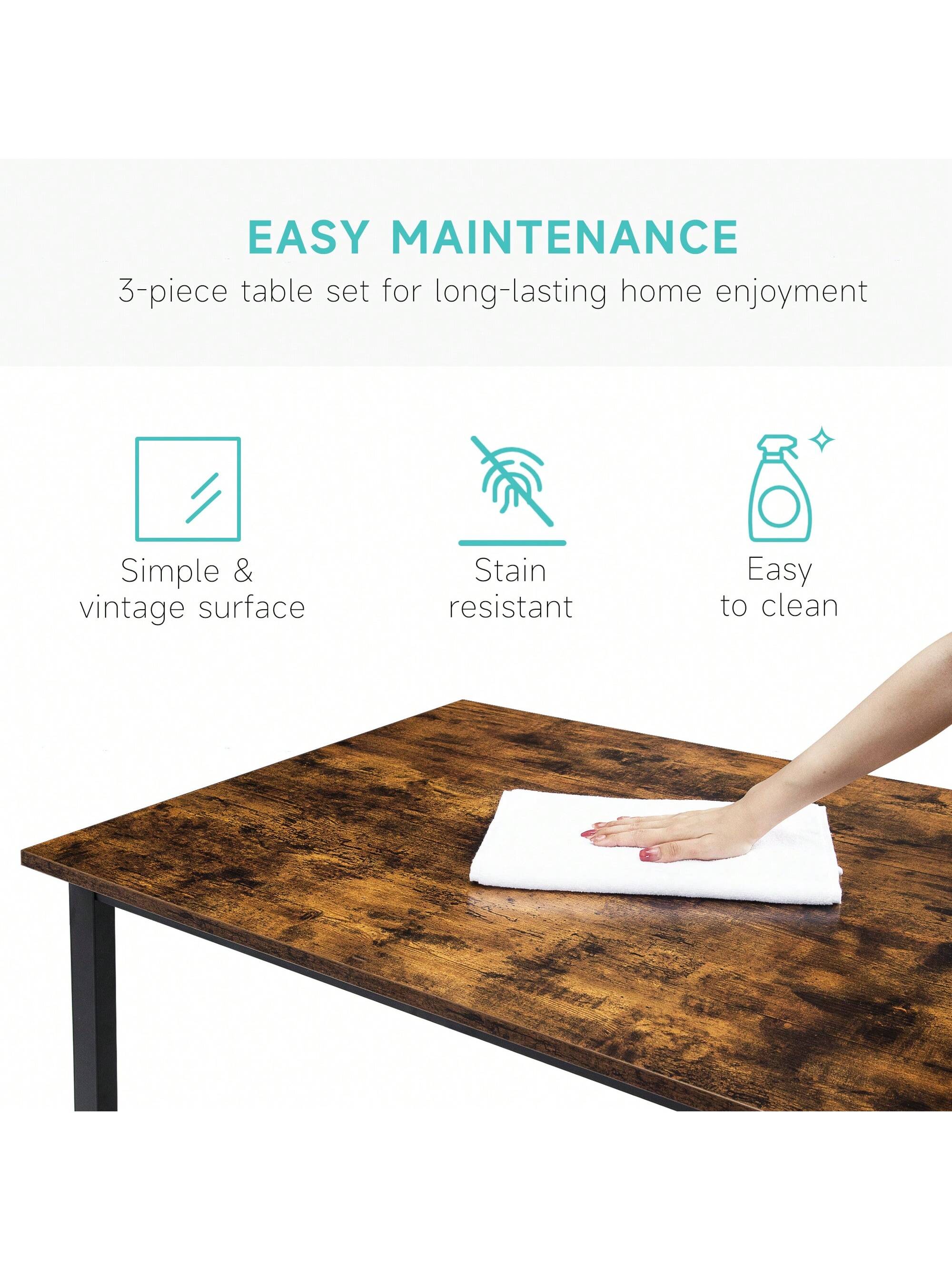 Qeetex Dining Table Set For 4. Kitchen Table With Benches. Rectangular ...