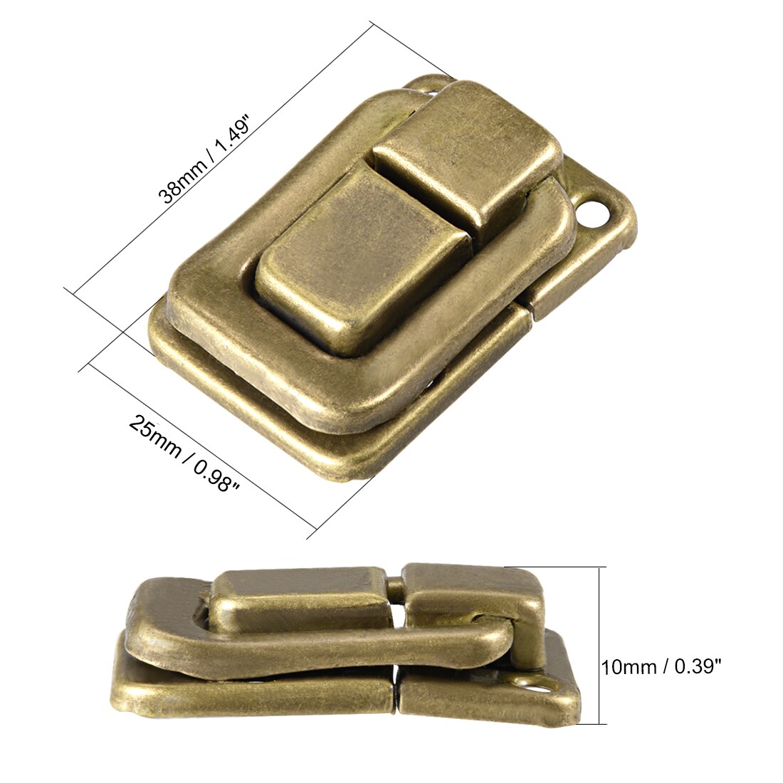 Unique Bargains Toggle Catch Lock 38mm Retro Decorative Brass Hasp w ...