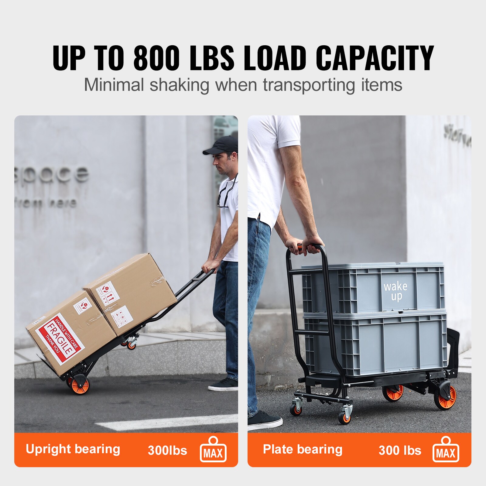 Justincity Aluminum 2 in 1 Hand Truck 300 lb Capacity Convertible ...