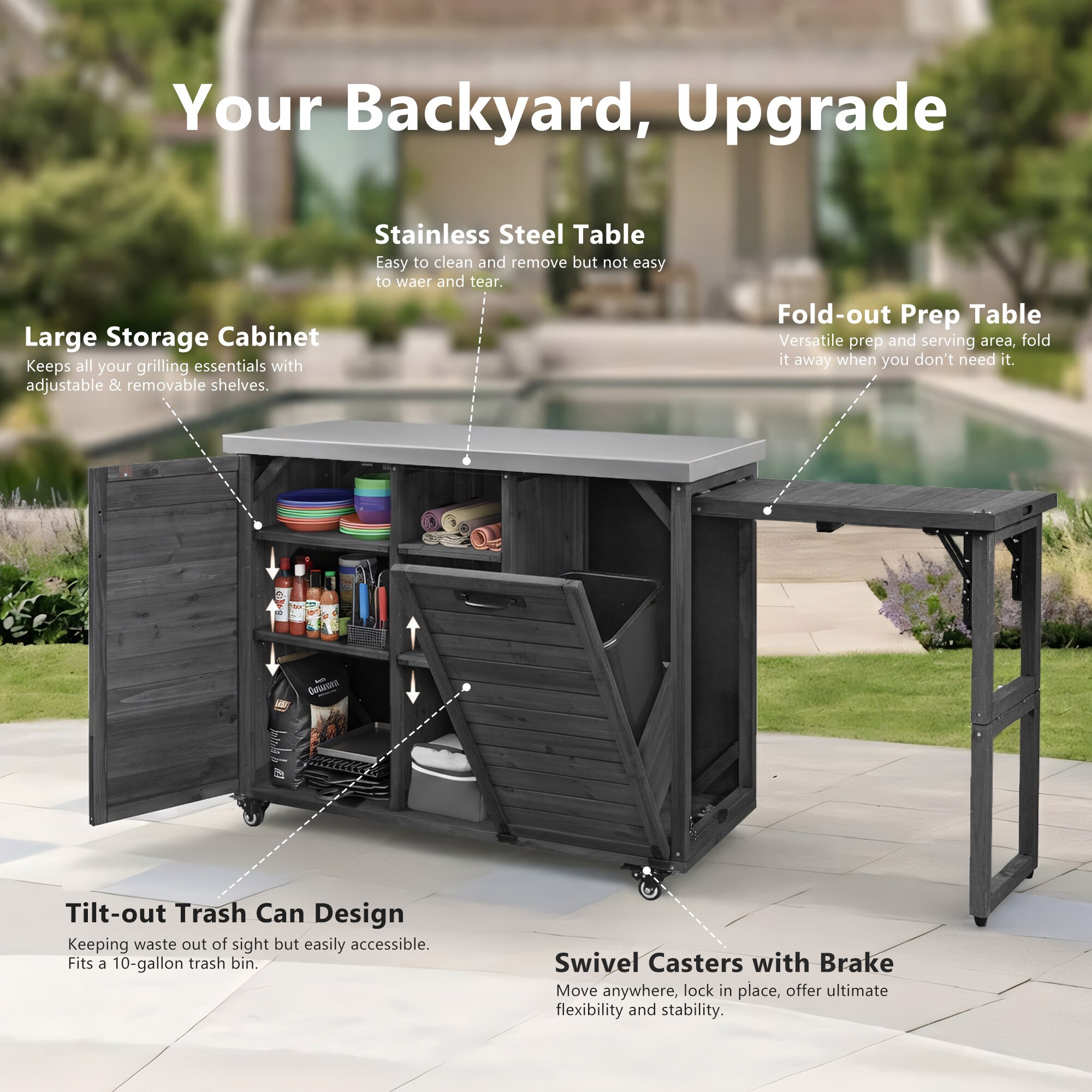ModernLuxe Assembly Required 78.3inch Outdoor Kitchen Island with ...