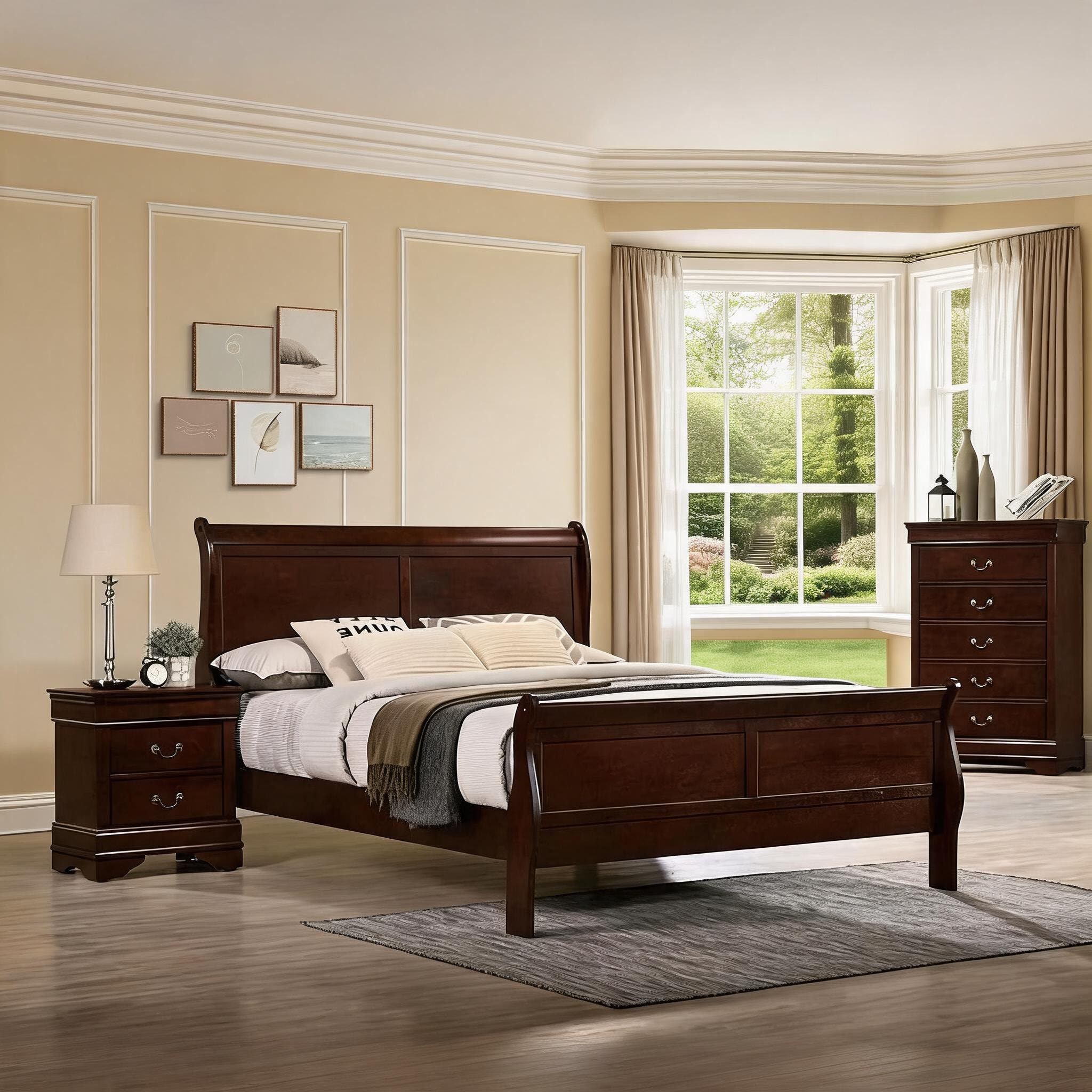 Naturefalls Transitional Sleigh Bed with Solid Wood Construction Twin ...