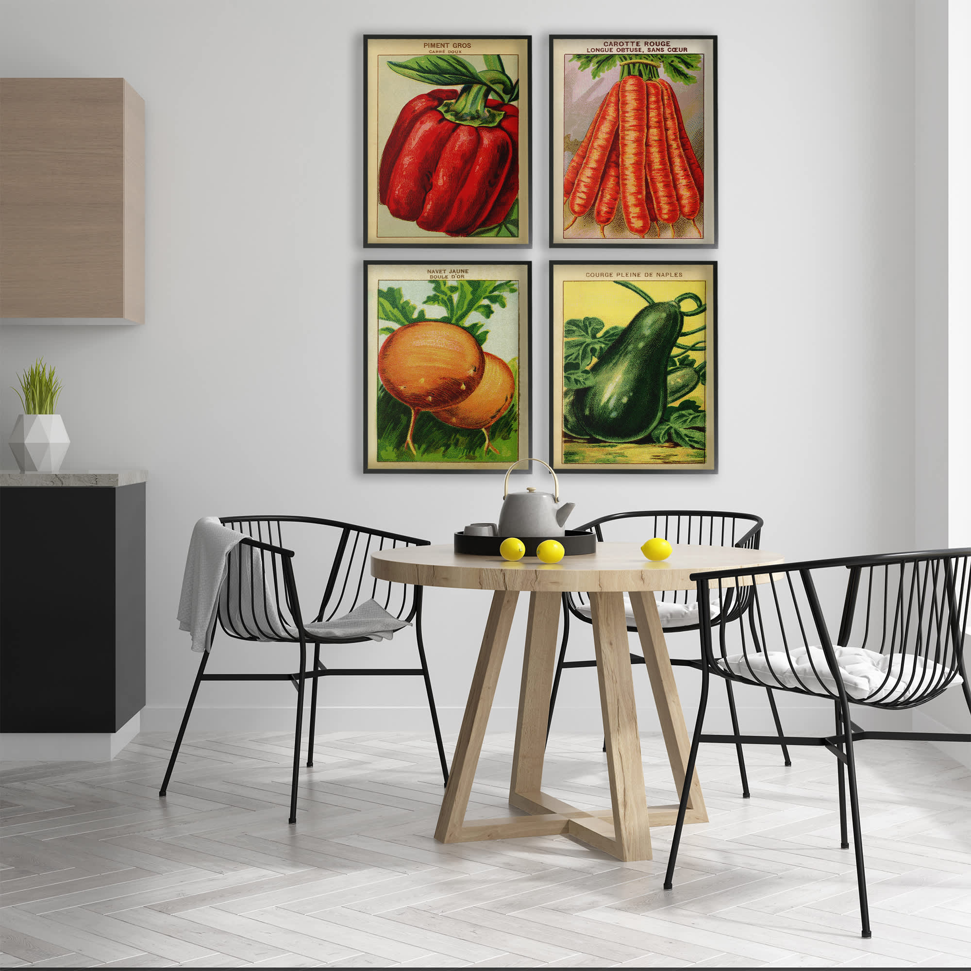 Stupell Industries Rustic Garden Vegetables 4pc Framed Giclee Set ...
