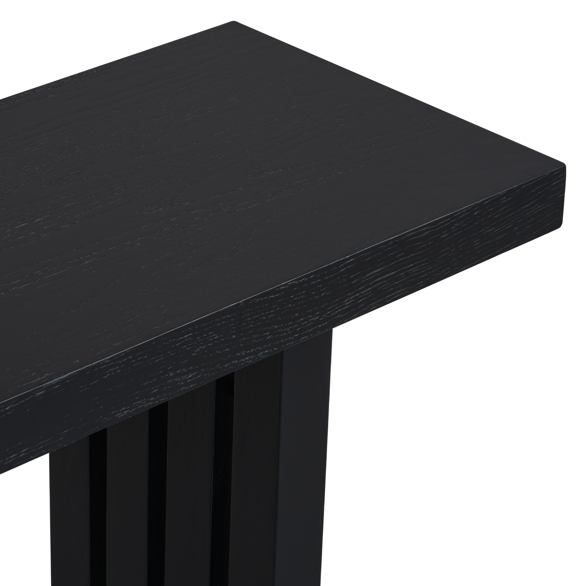 LOVMOR Uniquely Designed Oak Veneer Console Table with Distinctive Side ...