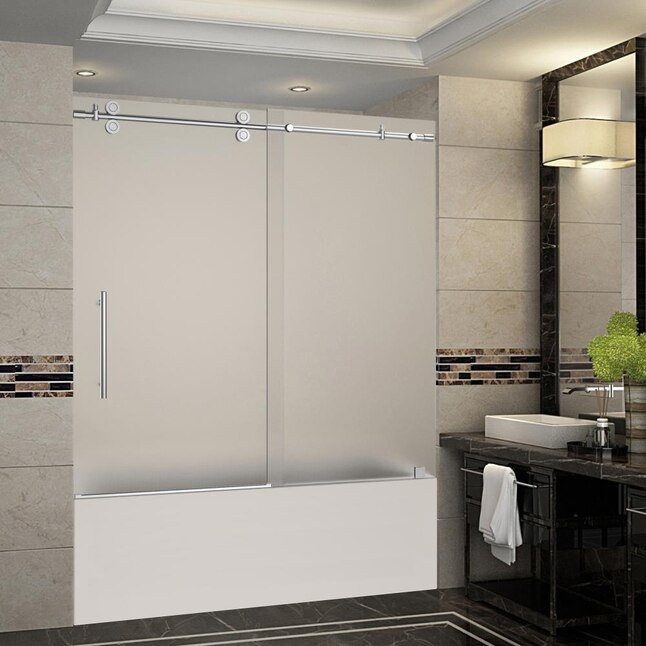Aston Langham 60 In X 60 In Frosted 3 8 In Bathtub Glass Panel At