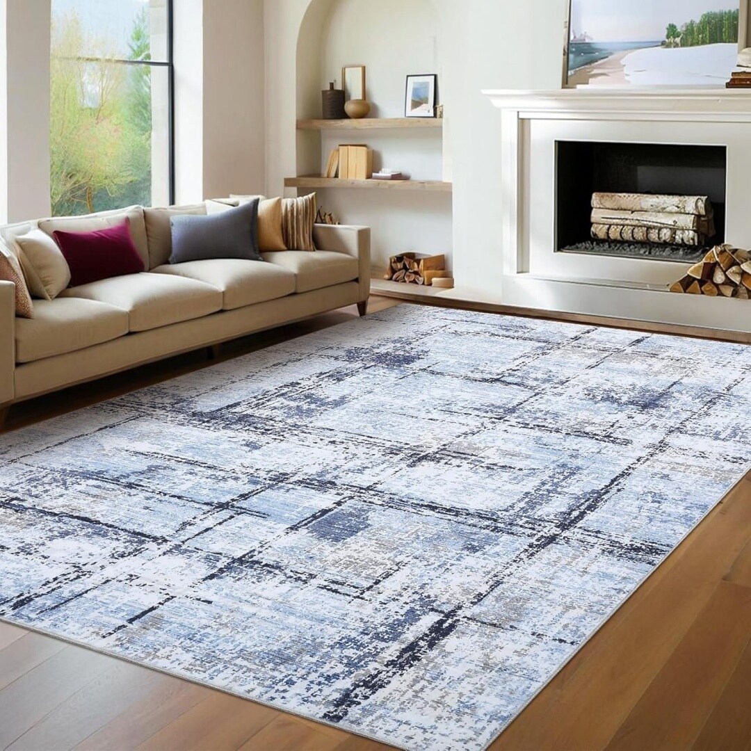 Qeetex 1PC 100 Polyester Blue Faux Wool 350 Washable Foldable Printed ...