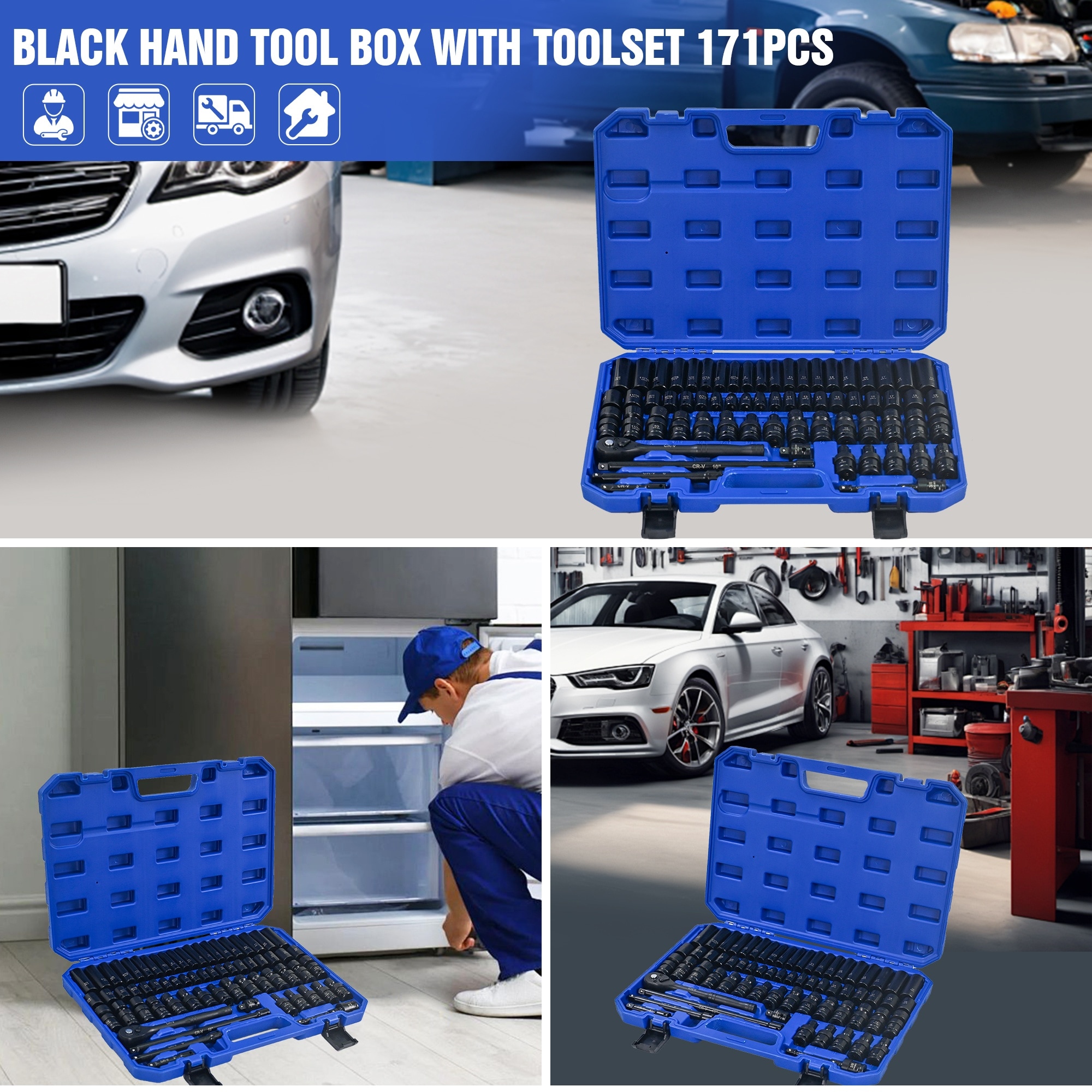 HyperDrop Cart 67-Piece Black and Blue Air Tool and Accessories Kit ...
