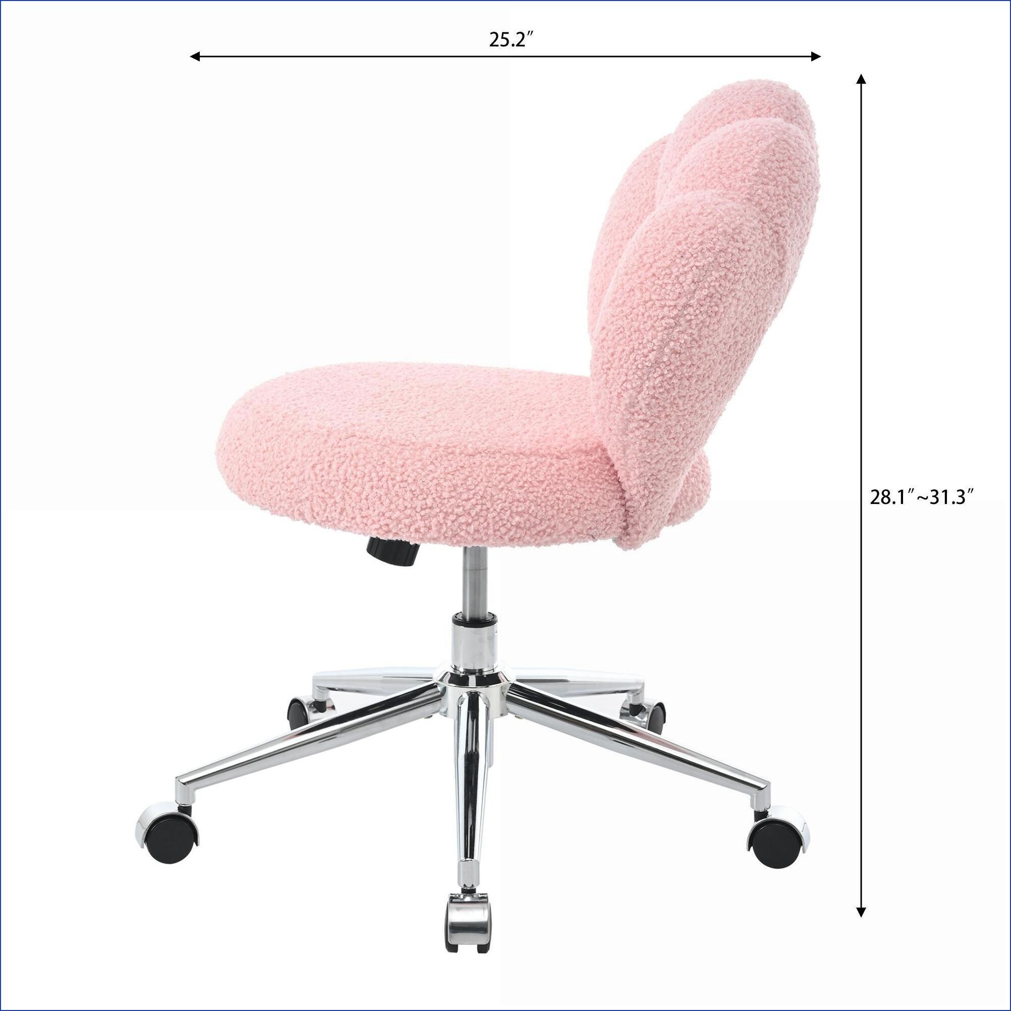Watnature 360 Swivel Height Adjustable Teddy Fabric Accent Chair ...